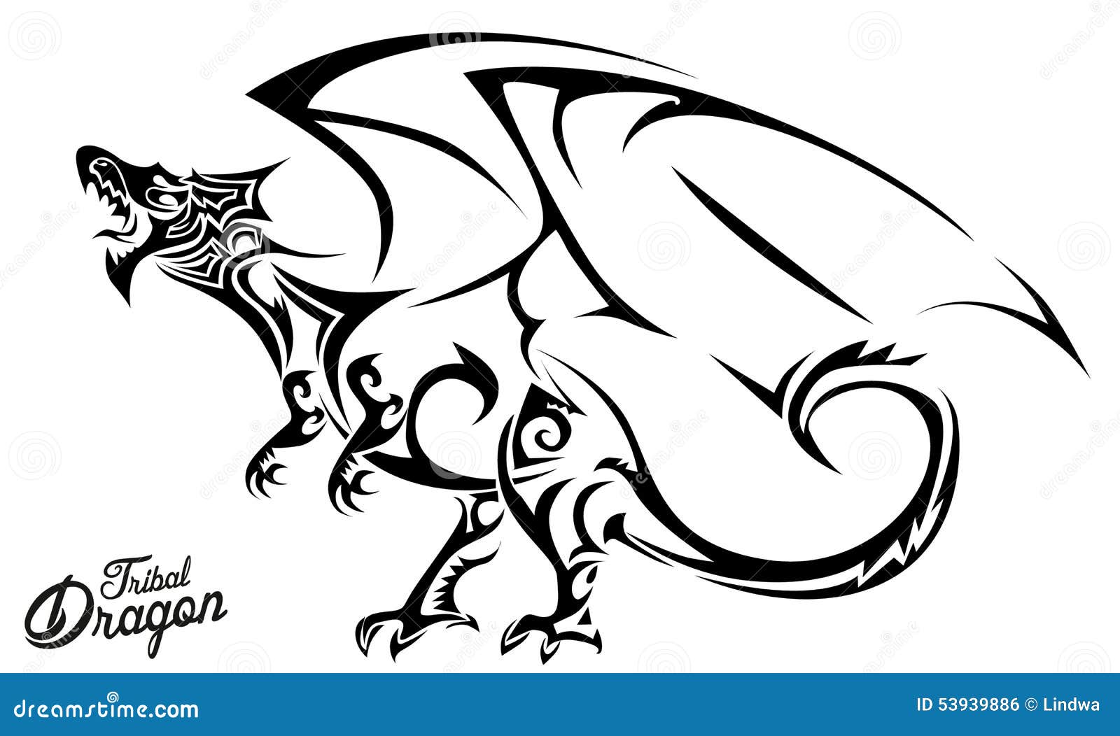 Tribal Dragon stock vector. Illustration of background - 53939886