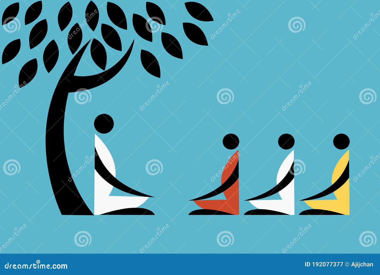 Illustration of Students Learning from a Teacher Under a Tree Stock ...