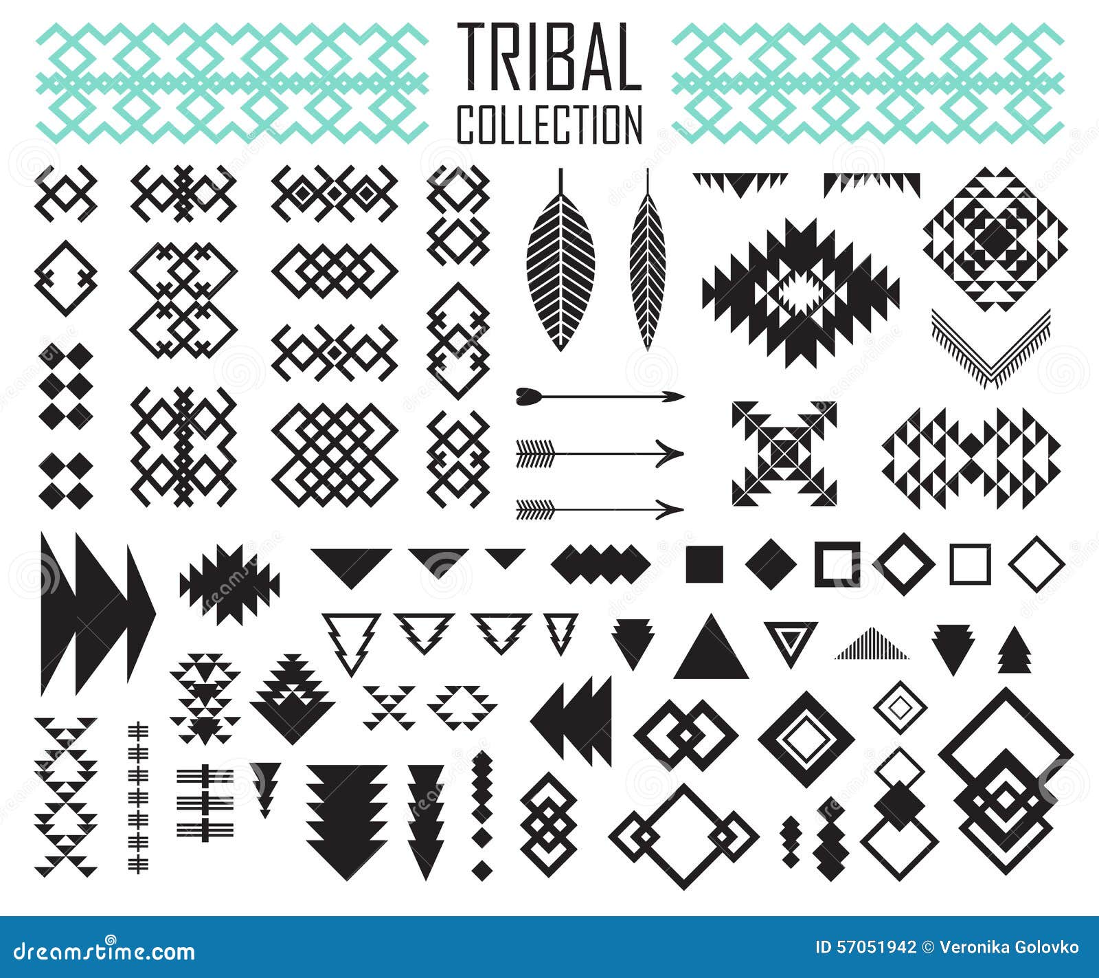Tribal elements collection stock vector. Illustration of feather - 57051942