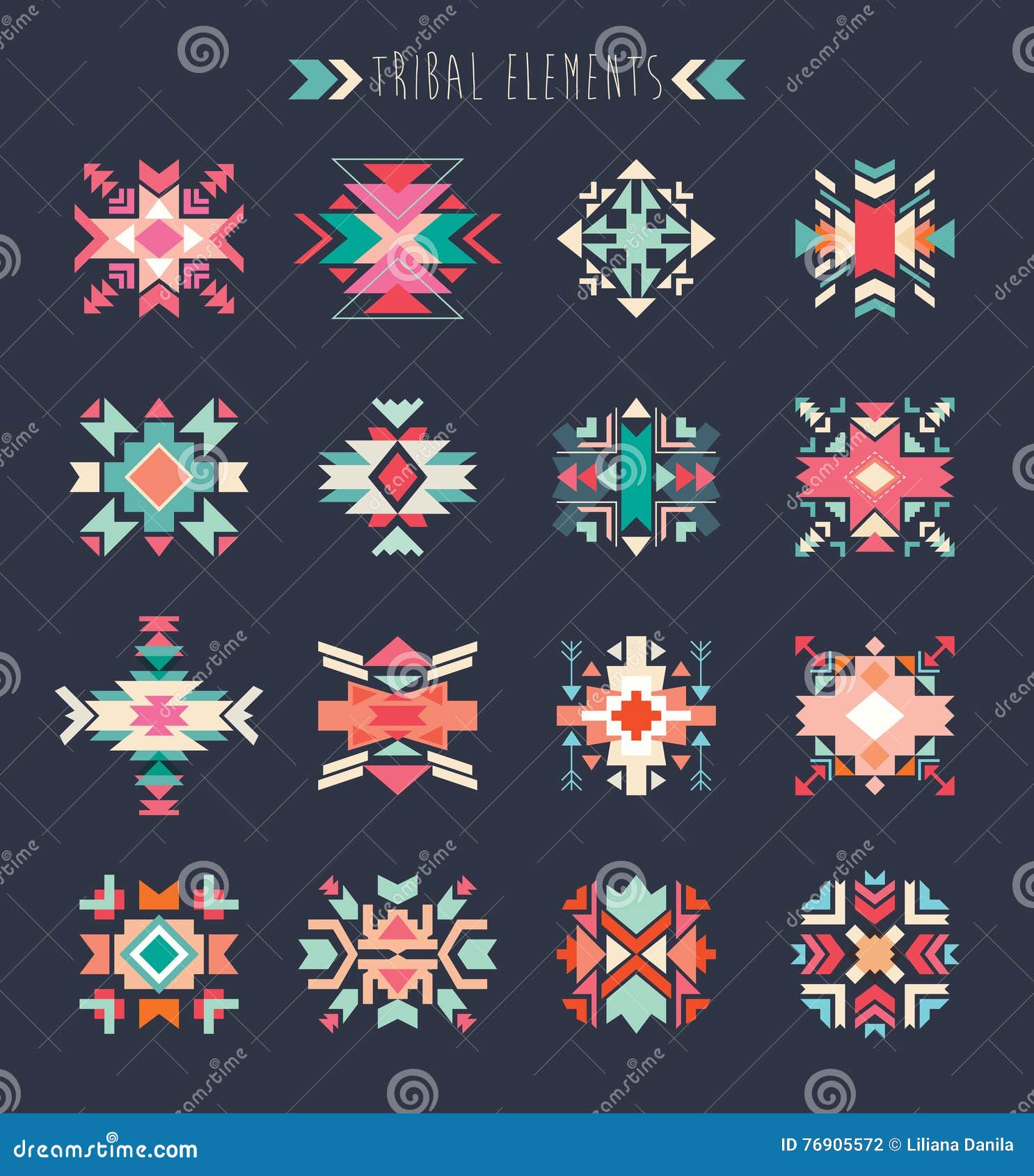 Tribal elements set. stock vector. Illustration of style - 76905572