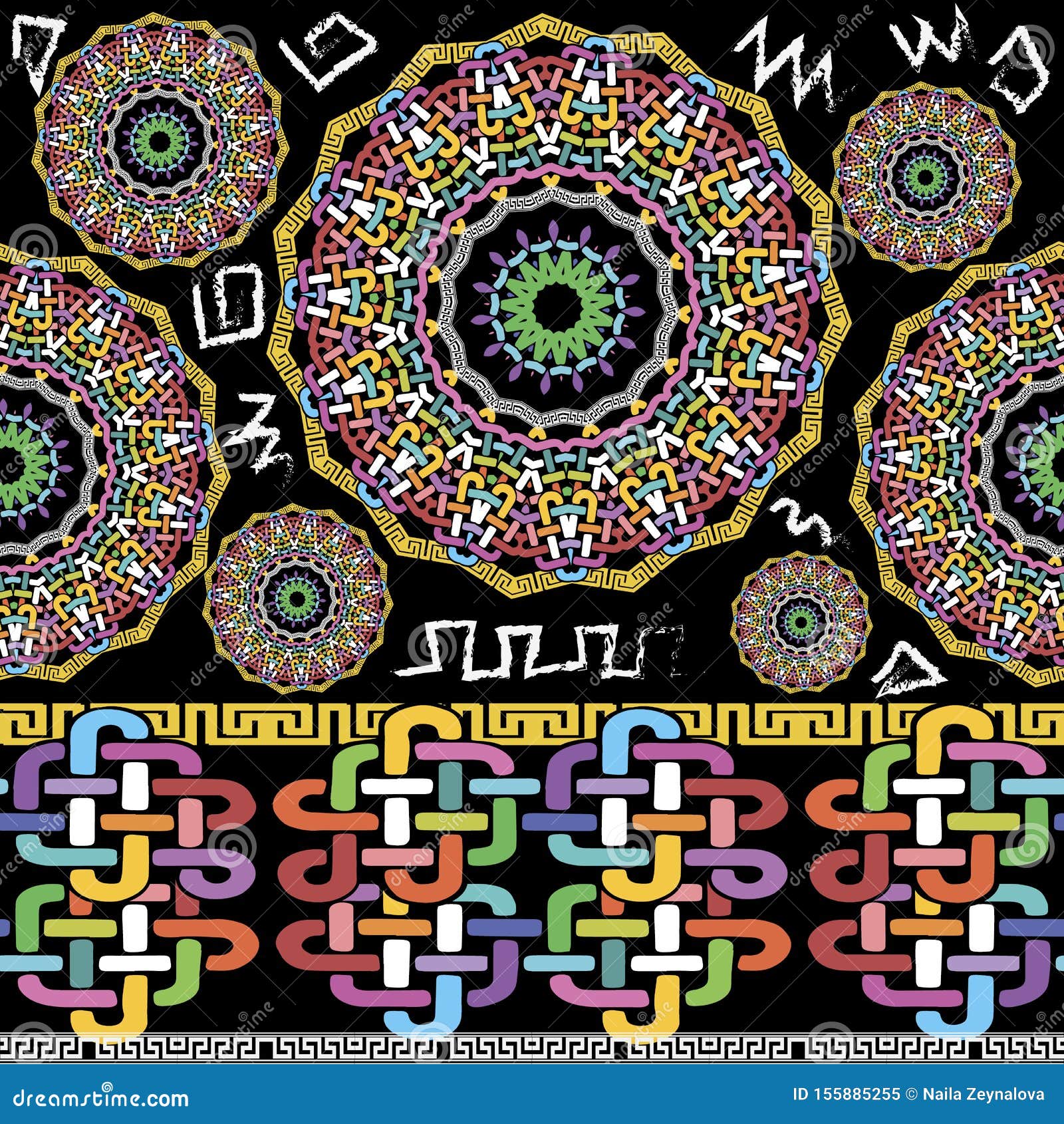 Tribal Ethnic Colorful Vector Seamless Pattern. Ornamental Borders ...