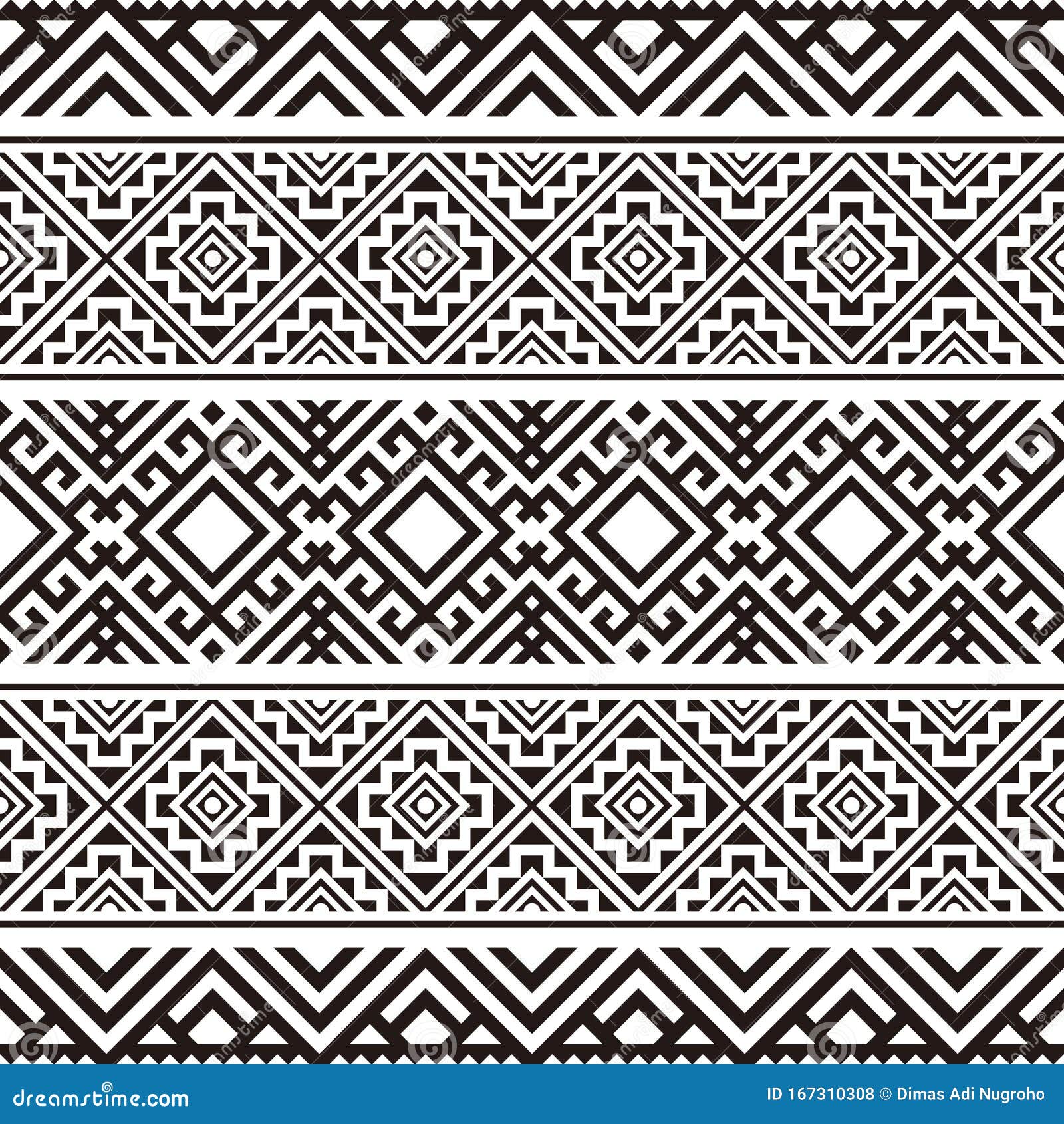 Tribal Ethnic Pattern Vector Black White Color Stock Vector ...