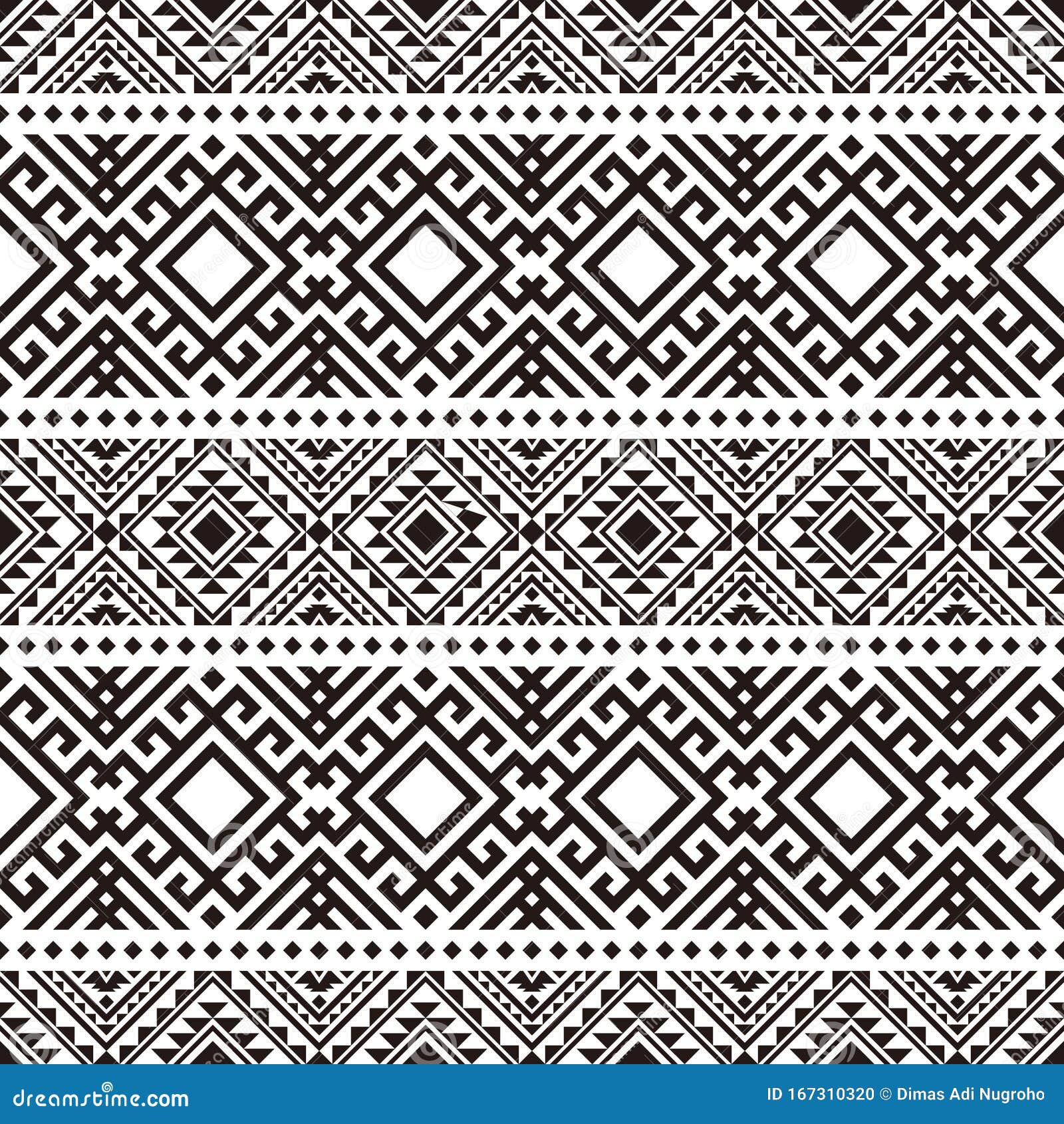 Tribal Ethnic Pattern Vector Black White Color Stock Vector ...