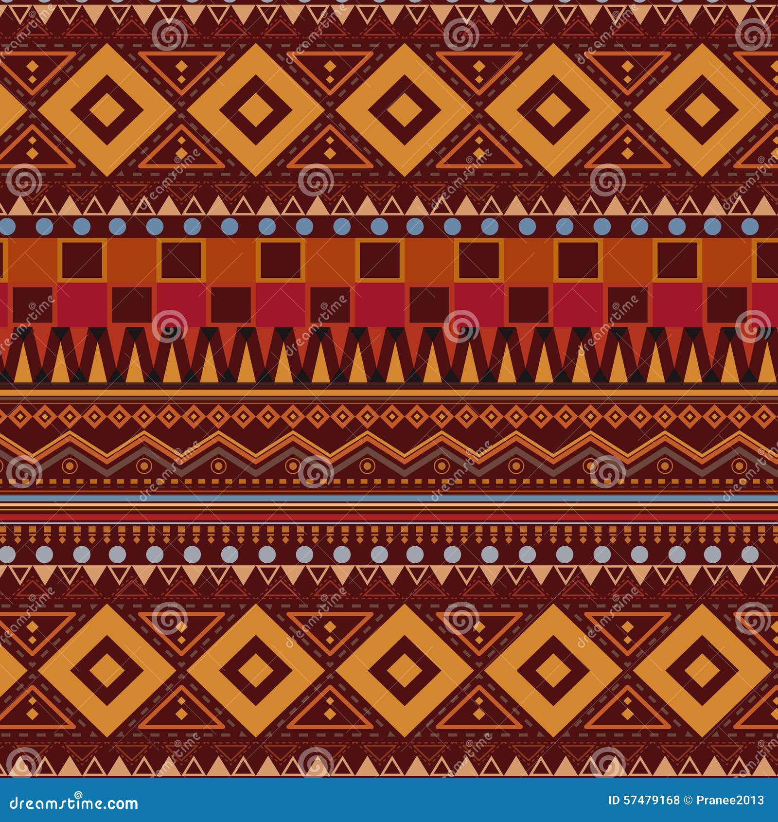 Tribal Ethnic Seamless Pattern On Brown Background Stock Vector - Image ...