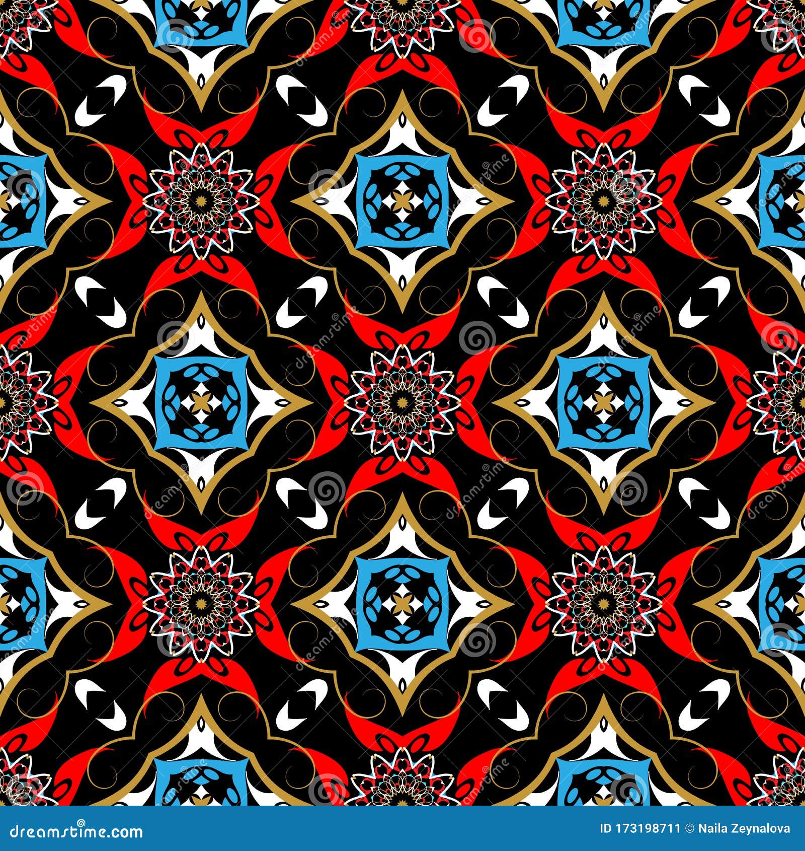 Tribal Ethnic Style Paisley Vector Seamless Pattern Ornamental Floral