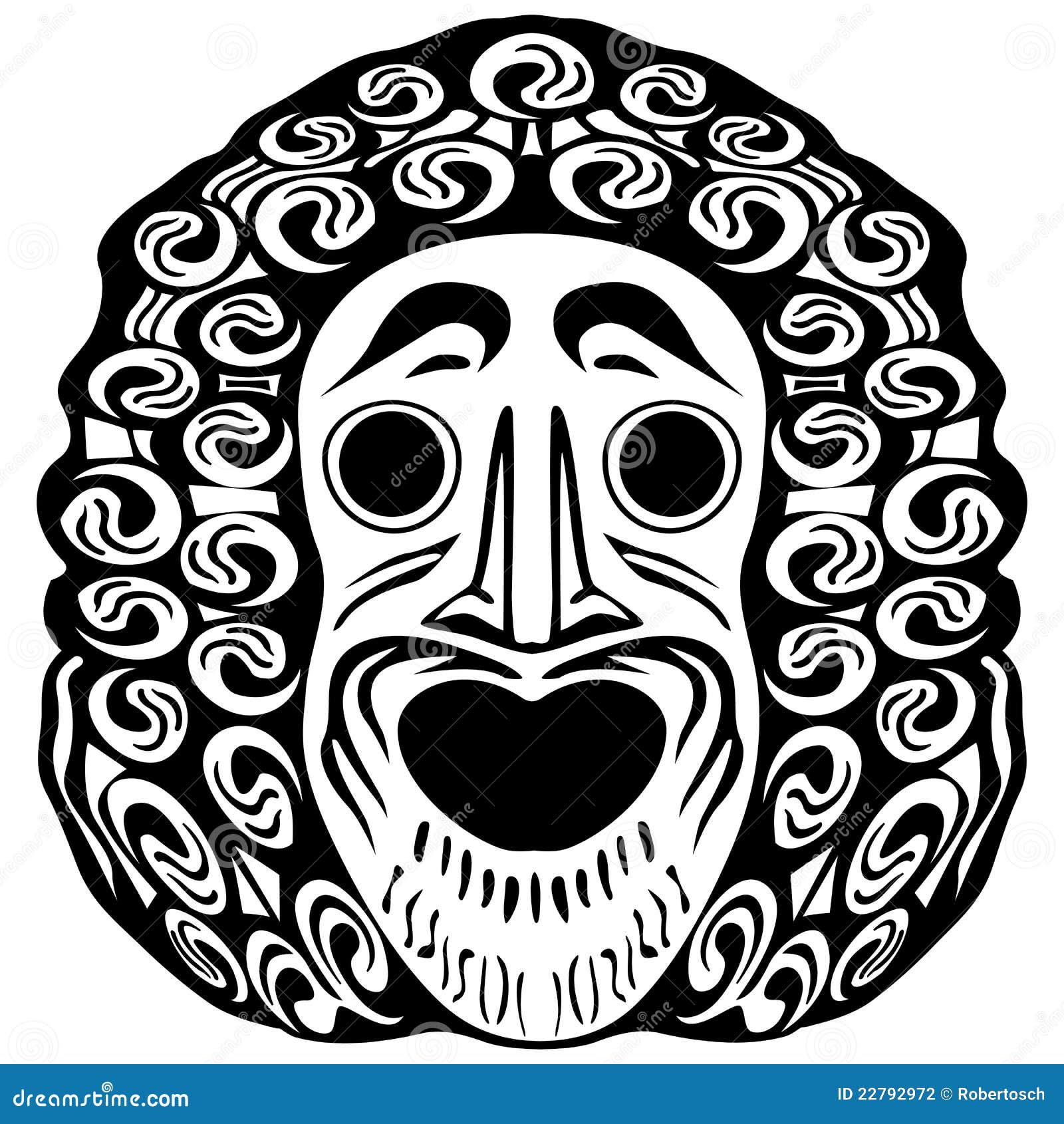 Tribal Face Drawings Set, Golden Symbols Vector Illustration ...