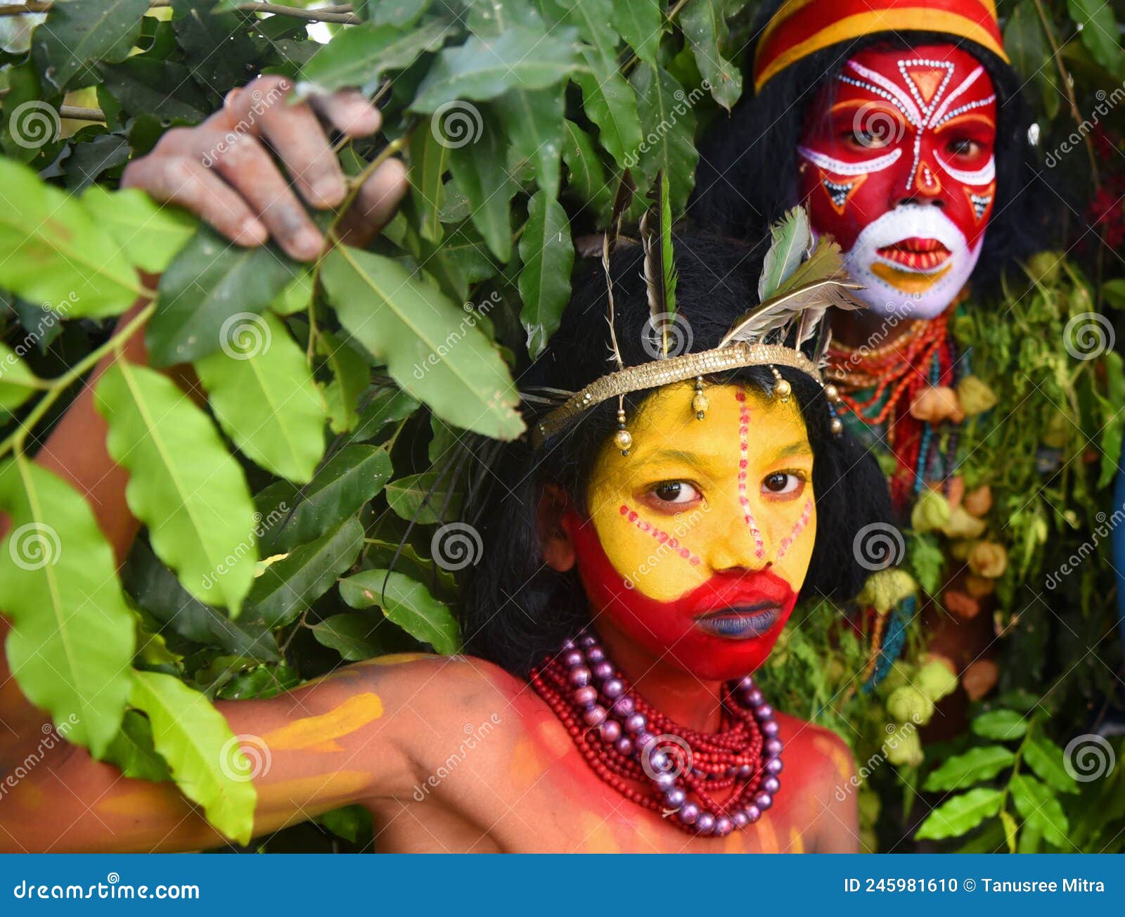 Tribal face art editorial image. Image of woman, flower - 245981610