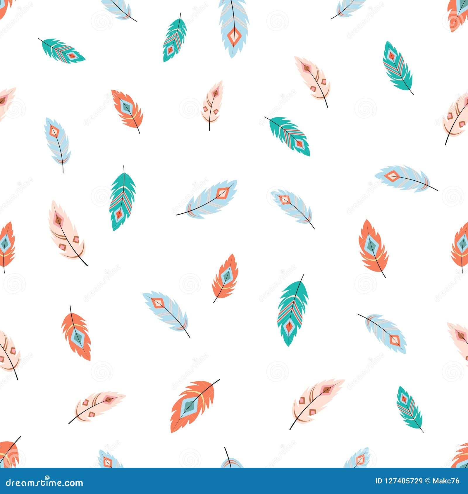 Tribal feathers pattern stock vector. Illustration of nature - 127405729
