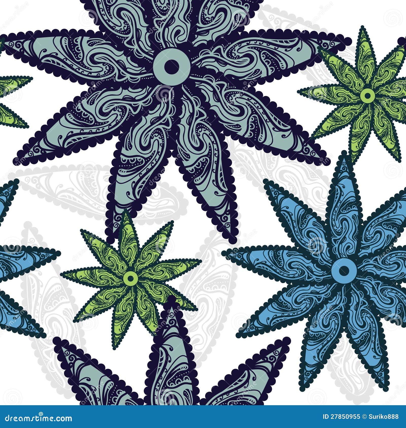 Tribal flowers stock vector. Illustration of bright, decorative - 27850955