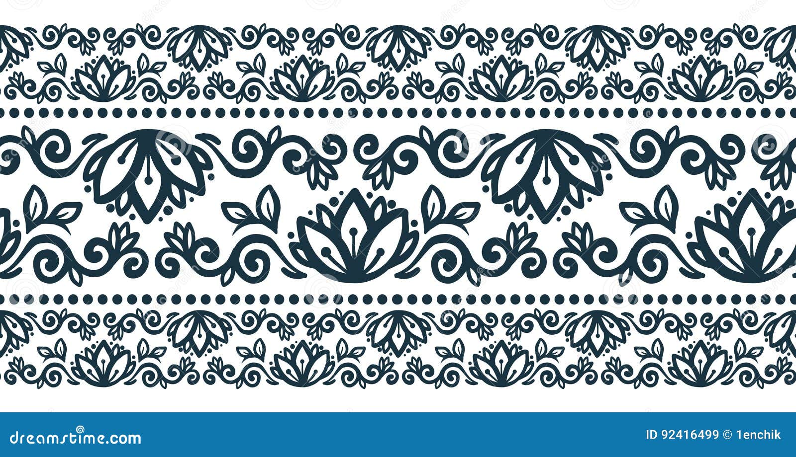 Tribal Flowers Style Vector Seamless Line Pattern Stock Vector ...