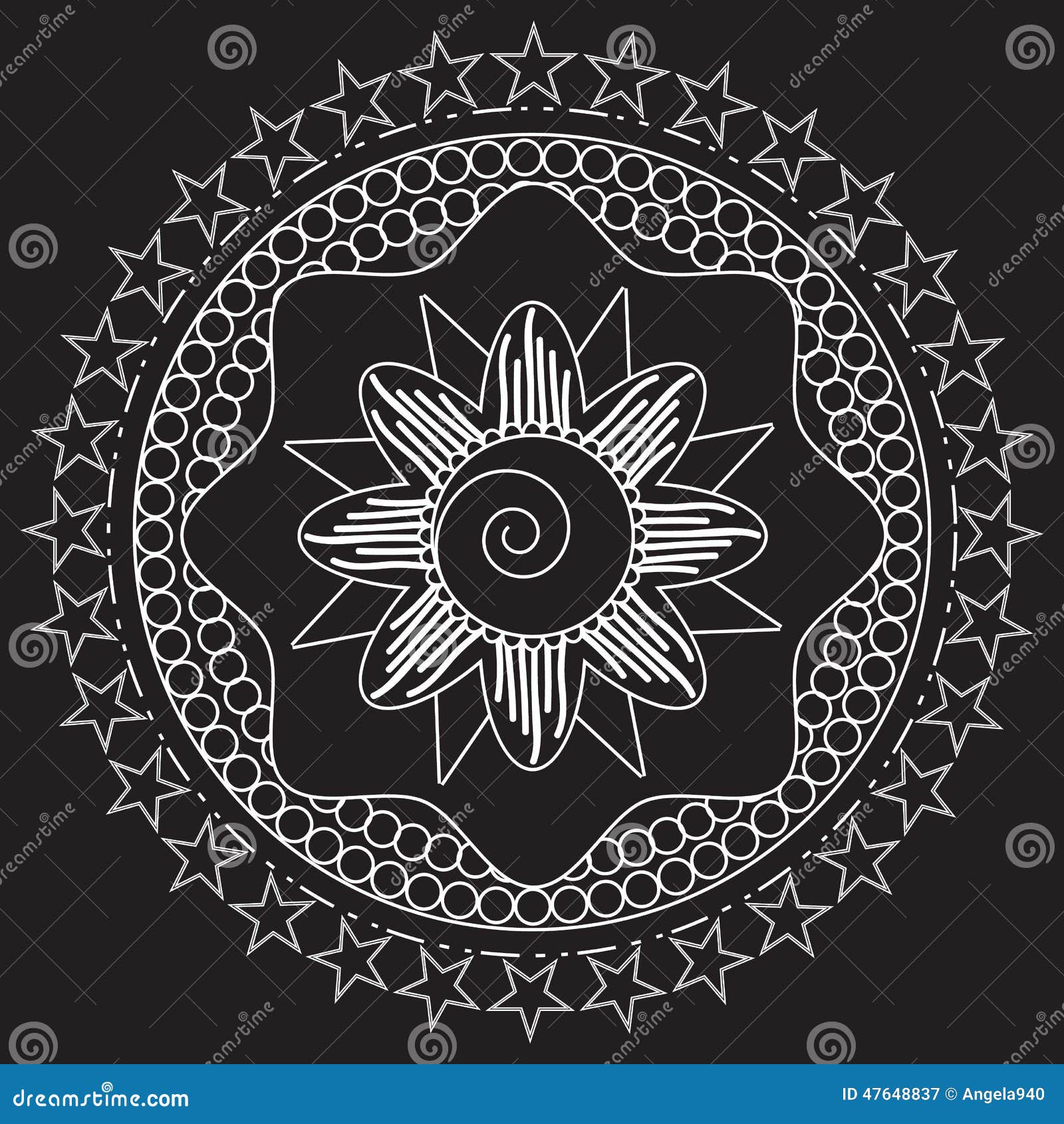 Tribal Folk Aztec Geometric Pattern in Circl. Stock Vector ...