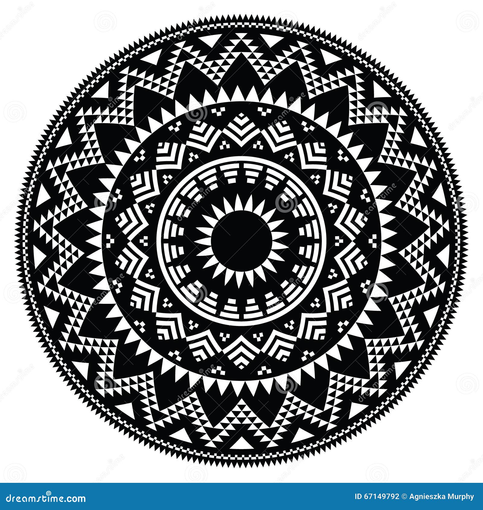 Tribal Folk Aztec Geometric Pattern in Circle Stock Illustration ...