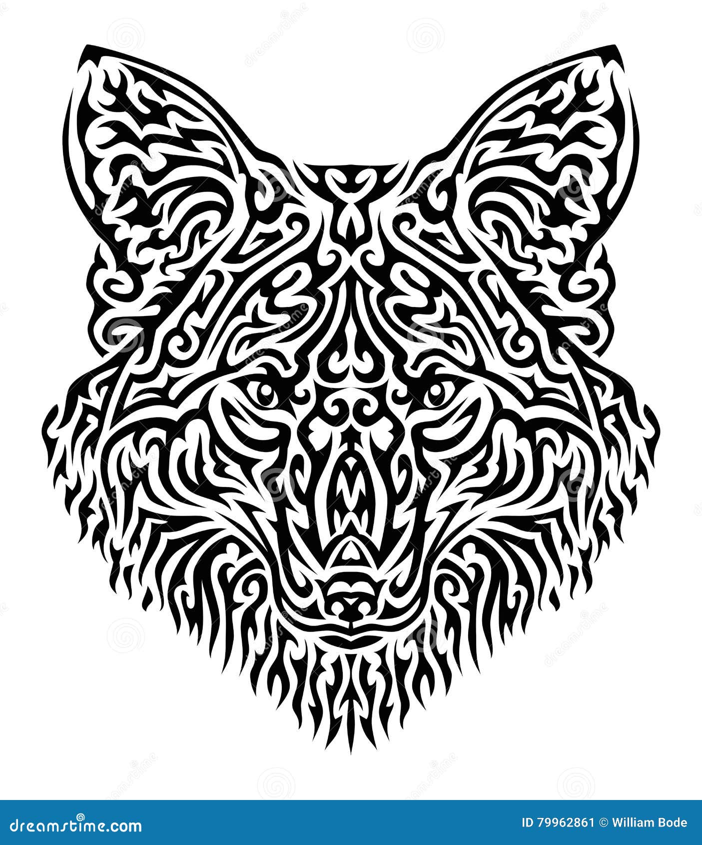 Tribal Fox Head Drawing