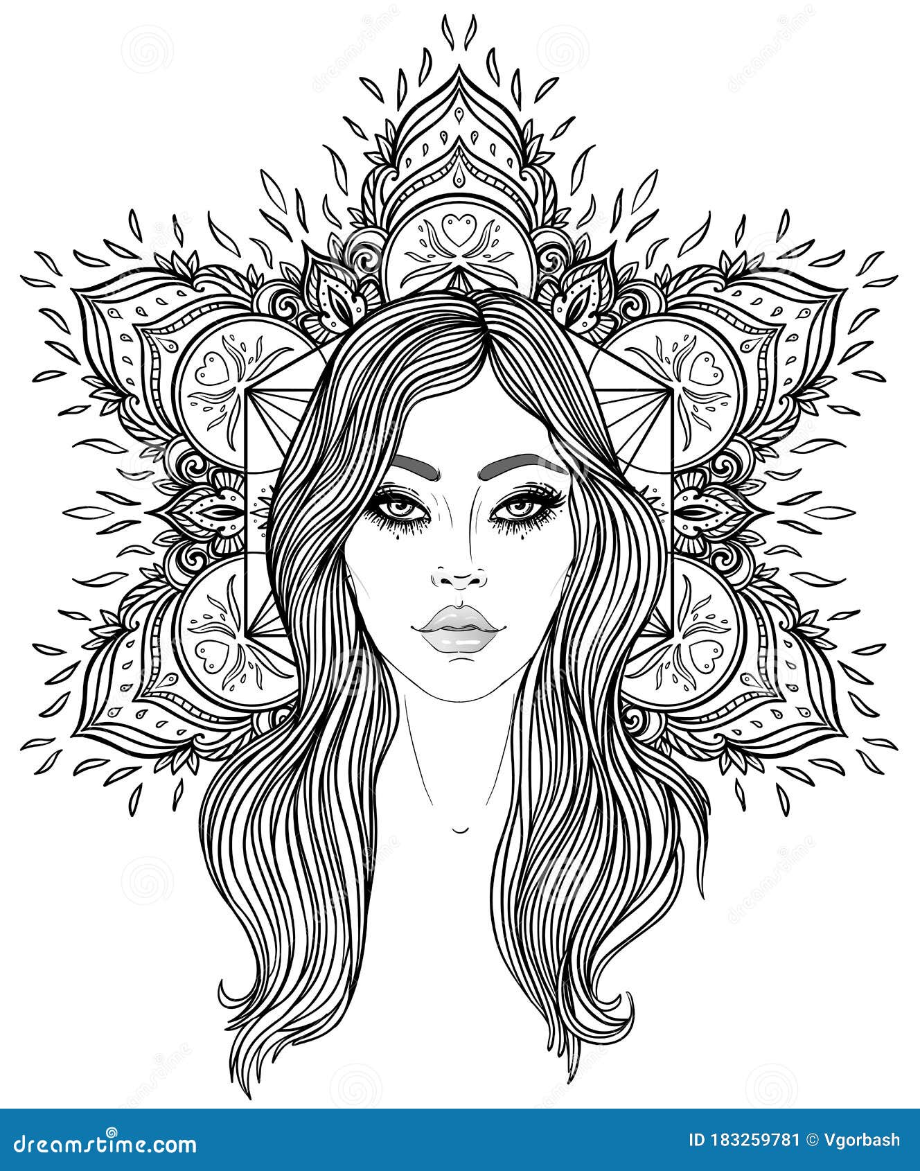 Tribal Fusion Boho Diva Beautiful Asian Divine Girl With Ornate Crown