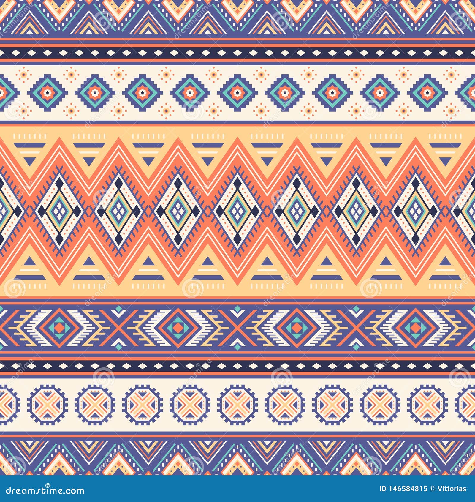 Tribal Geometric Seamless Pattern, Vector Stock Vector - Illustration ...