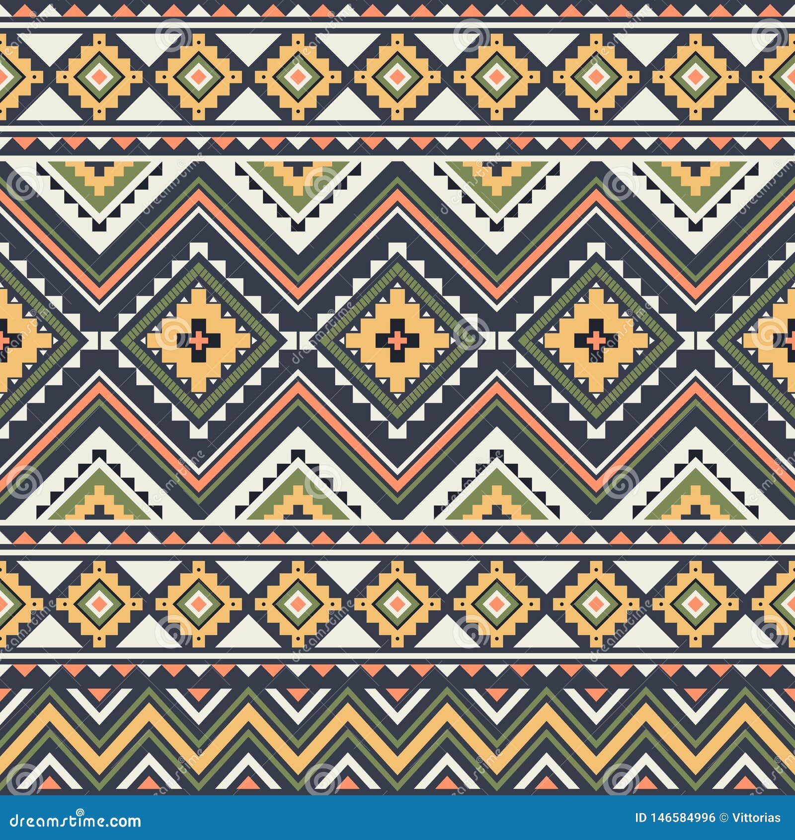 Tribal Geometric Seamless Pattern, Vector Stock Vector - Illustration ...