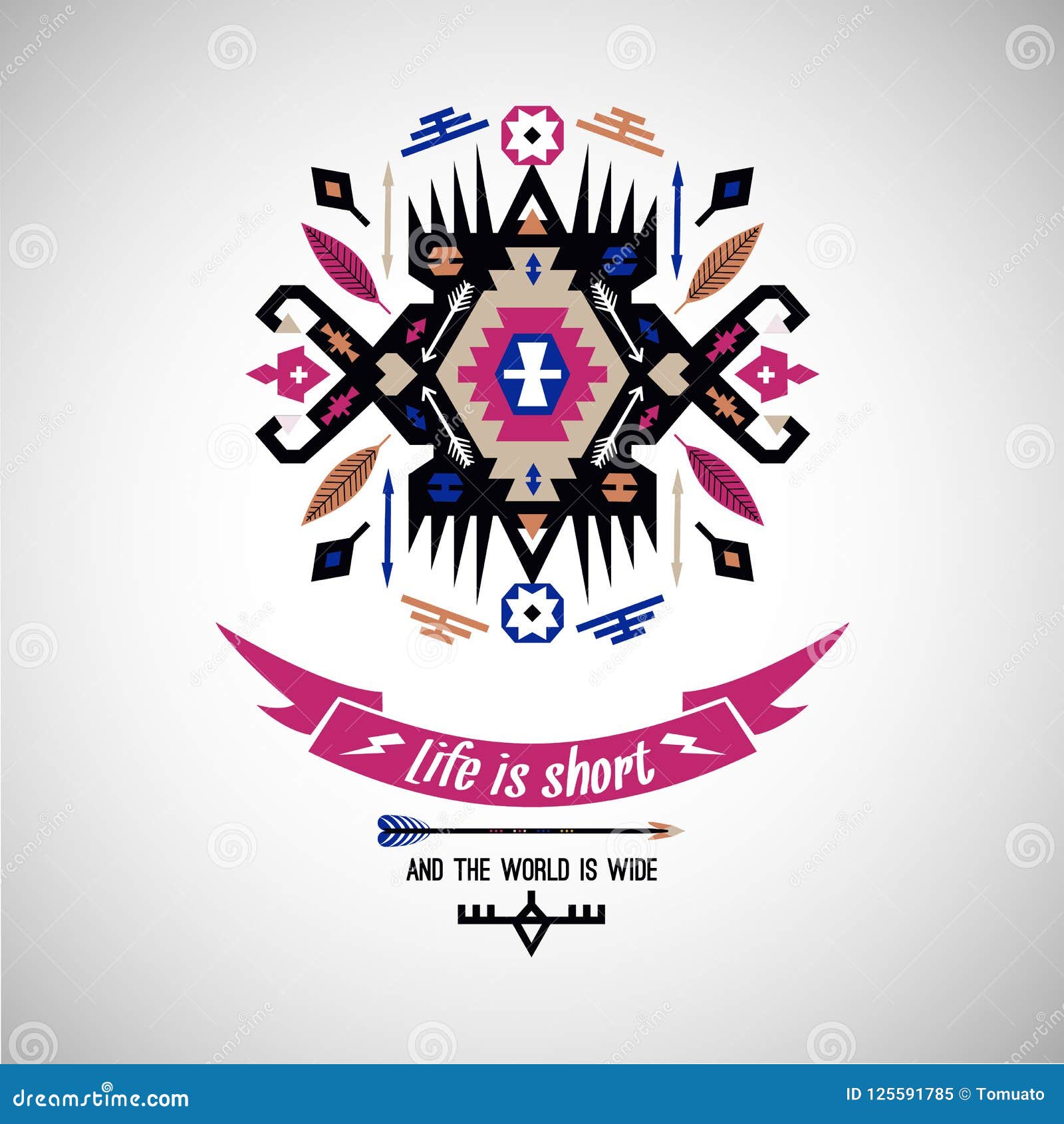 Vector Colorful Decorative Element on Native Ethnic Style Stock Vector ...