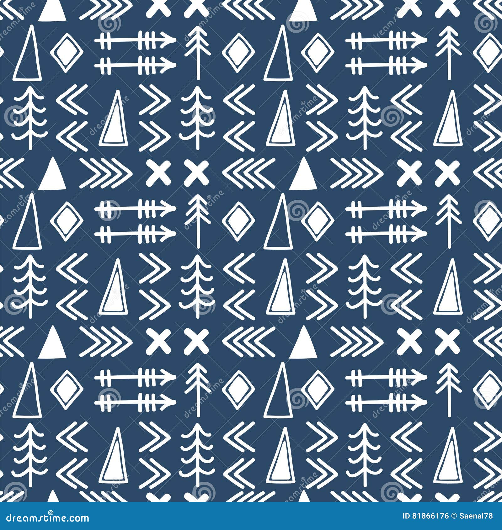 Tribal Hand Drawn Background. Aztec Abstract Geometric Art Print Stock ...