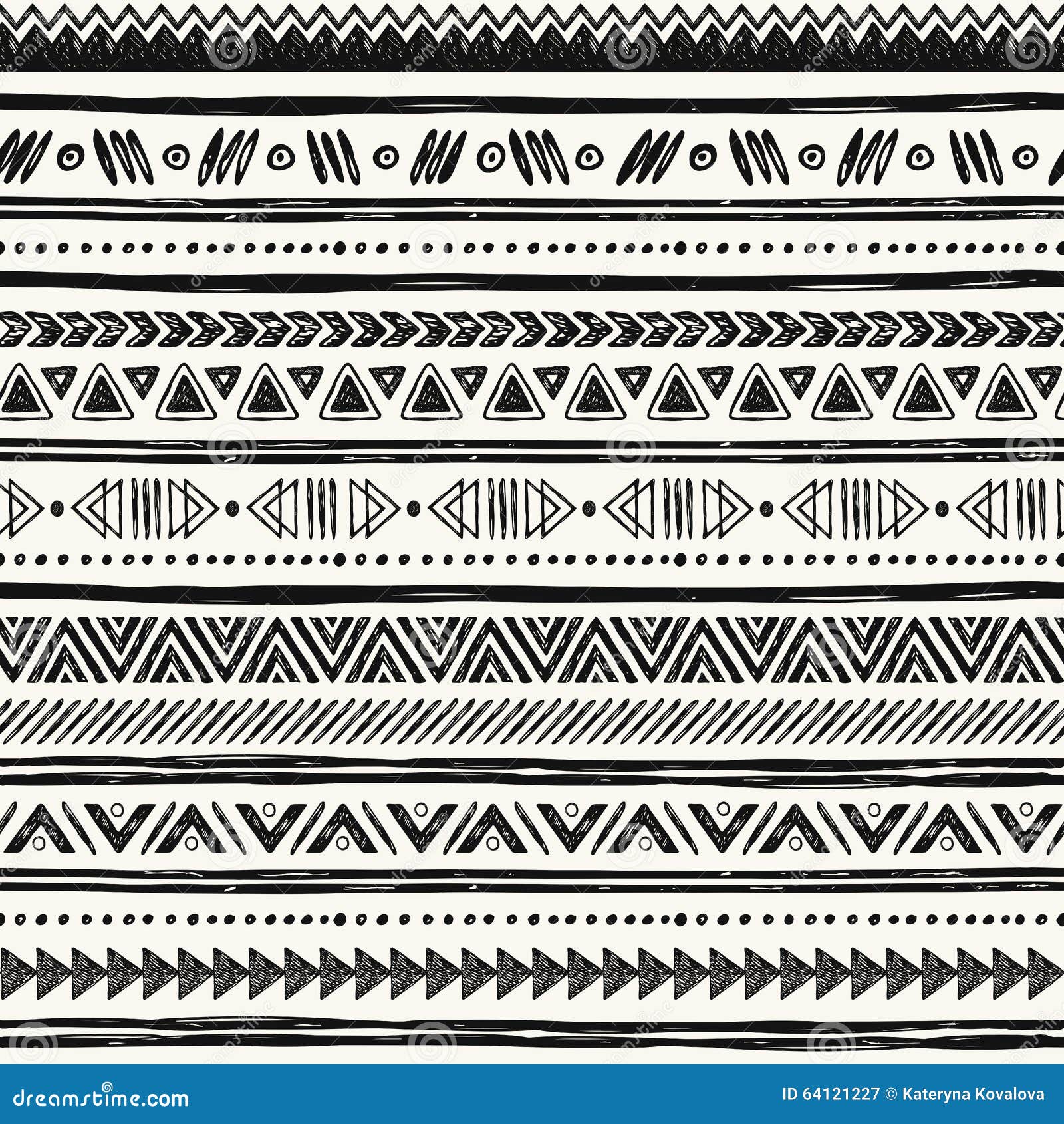 Tribal Hand Drawn Background, Ethic Doodle Pattern. Stock Vector ...