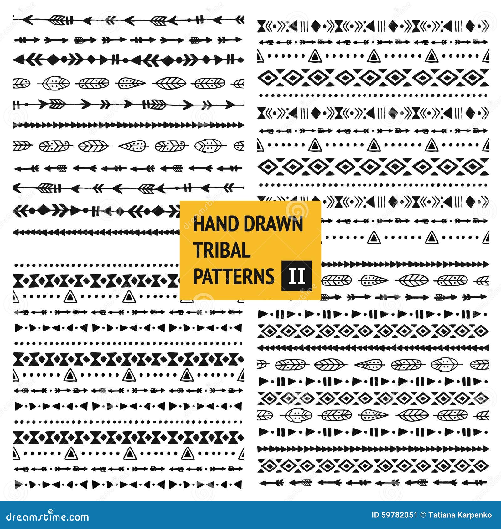 Tribal Hand Drawn Backgrounds Stock Vector - Illustration of native ...