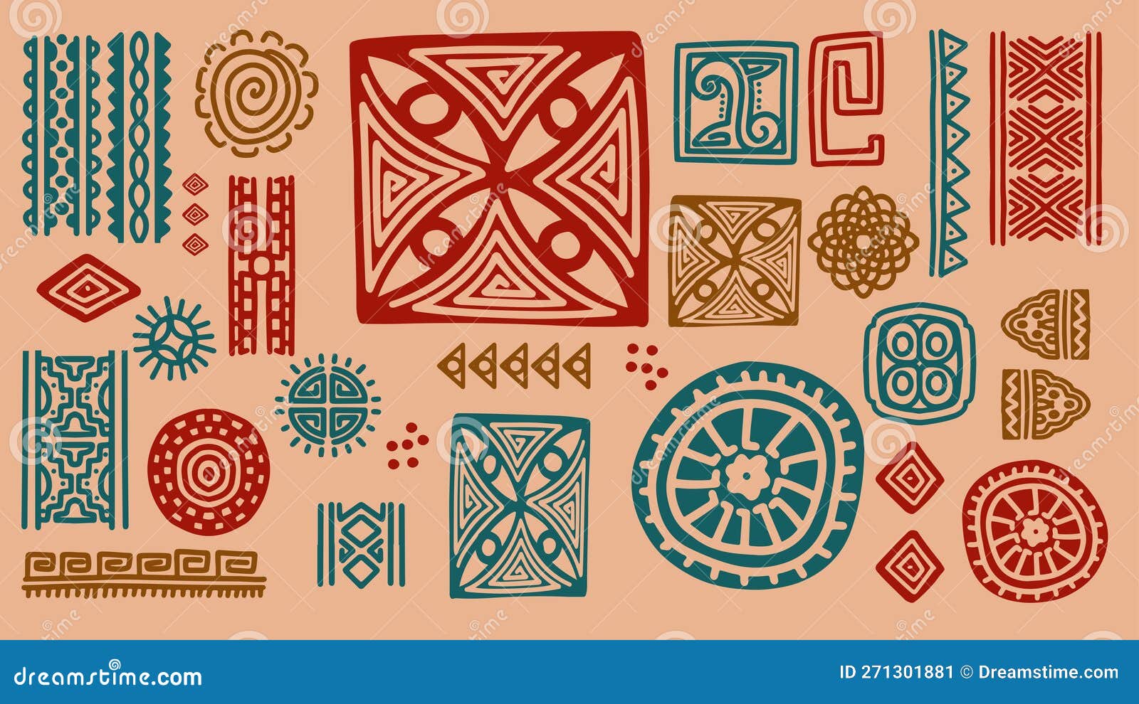 Tribal Hand Drawn Motif Set. Vector Illustration Objects Stock Vector ...