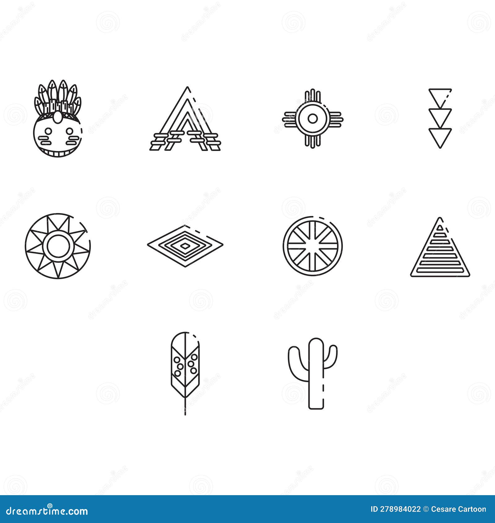 Tribal icon set stock vector. Illustration of cactus - 278984022