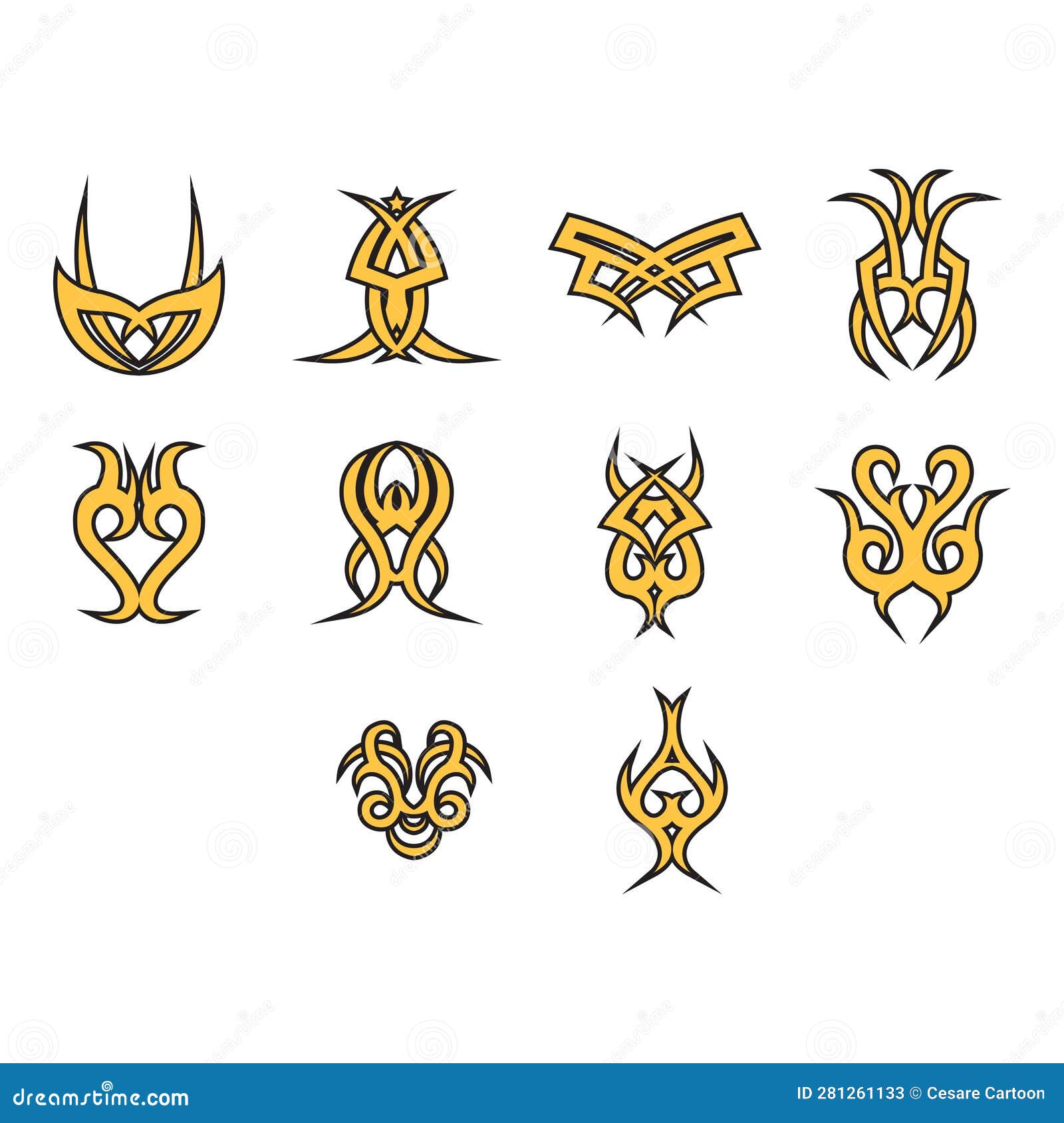Tribal icon set stock vector. Illustration of logo, flat - 281261133