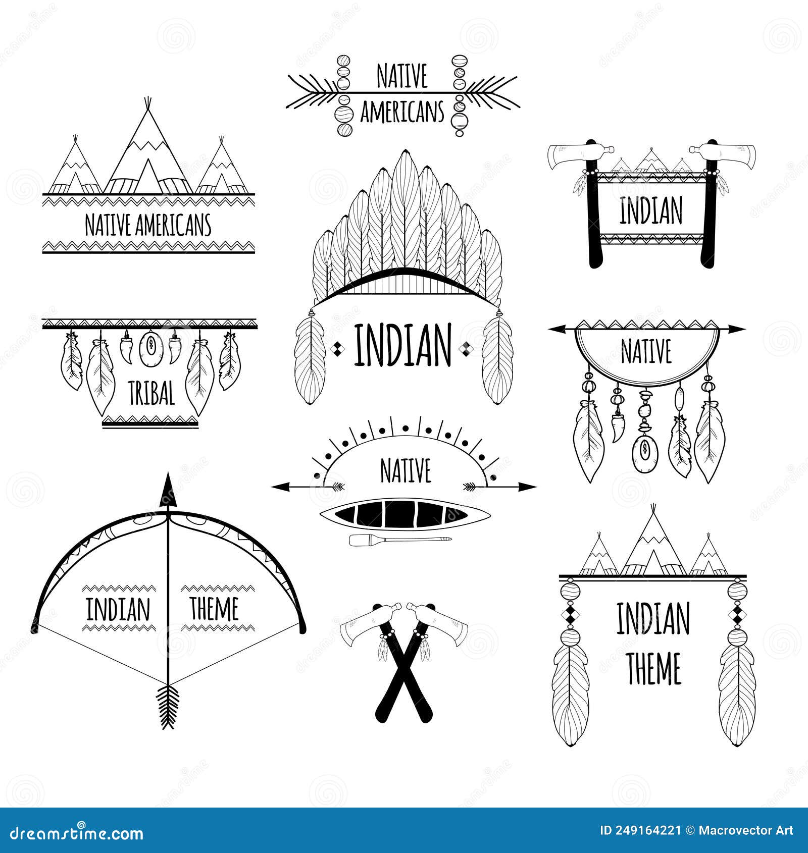 Tribal labels set stock vector. Illustration of catcher - 249164221