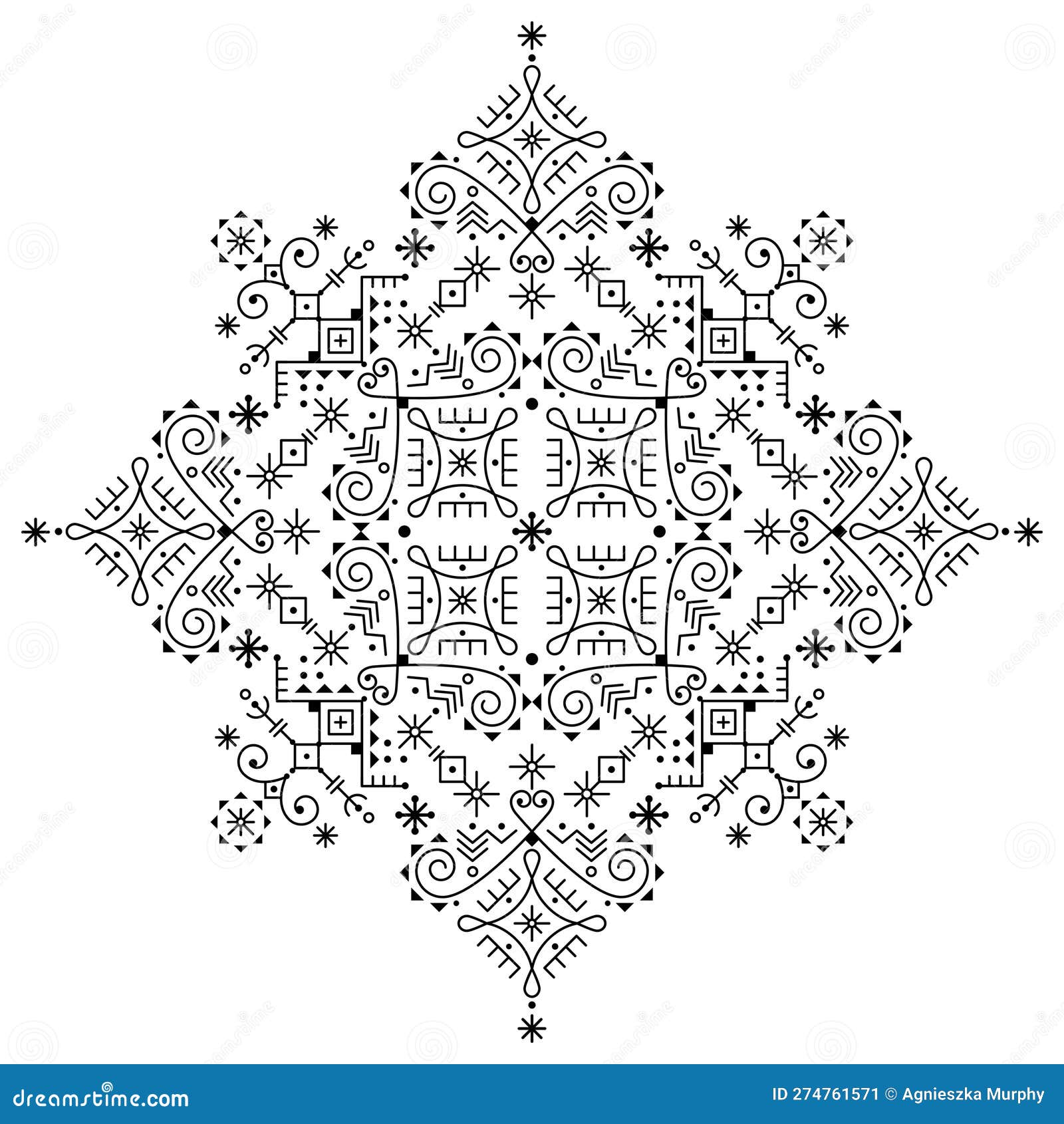 Nordic Geometric Tribal Line Art Vector Mandala Pattern, Ornamental ...