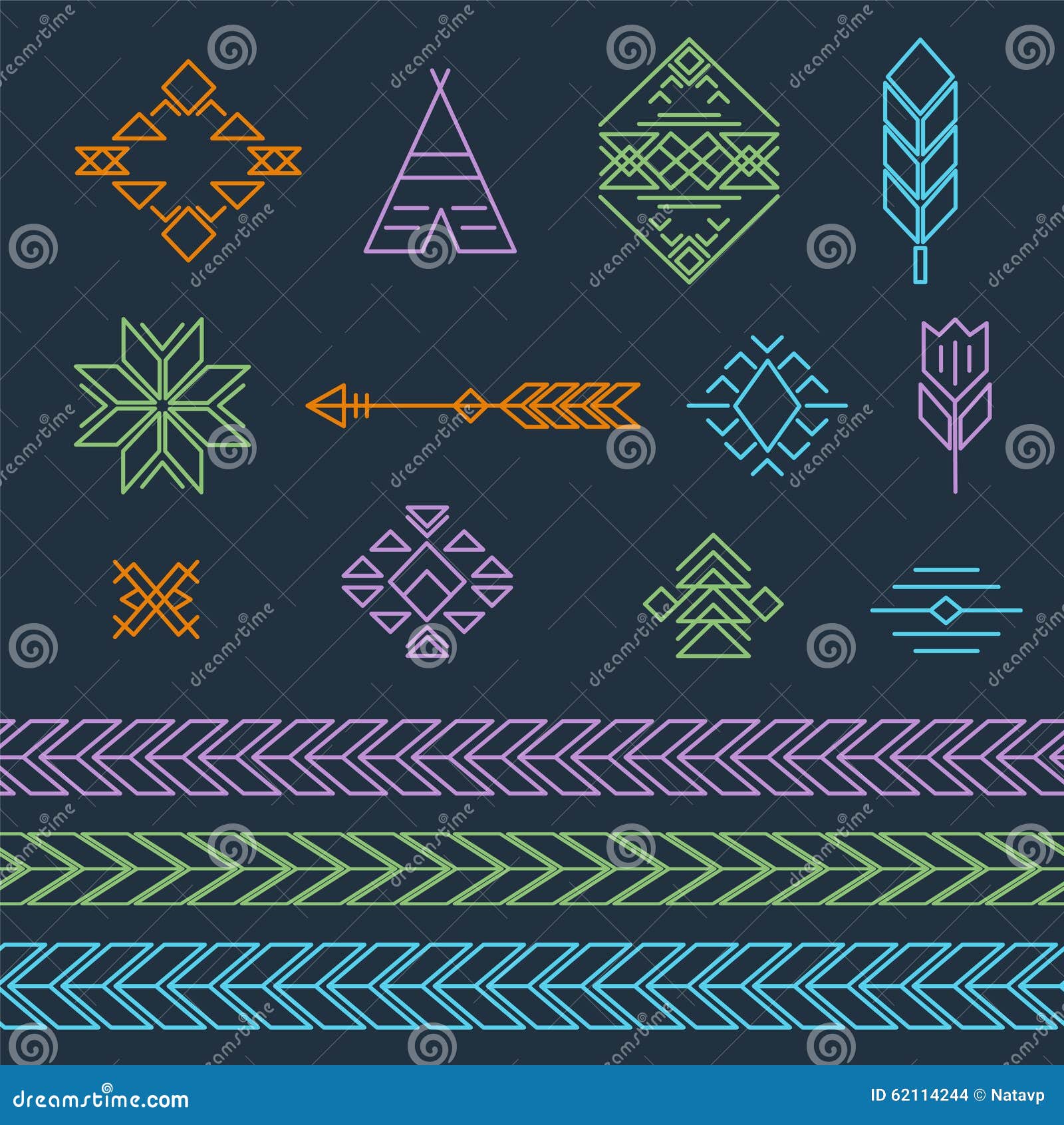 Tribal linear vector set stock vector. Illustration of contour - 62114244