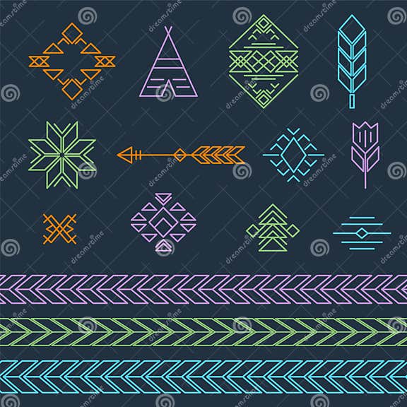 Tribal linear vector set stock vector. Illustration of contour - 62114244