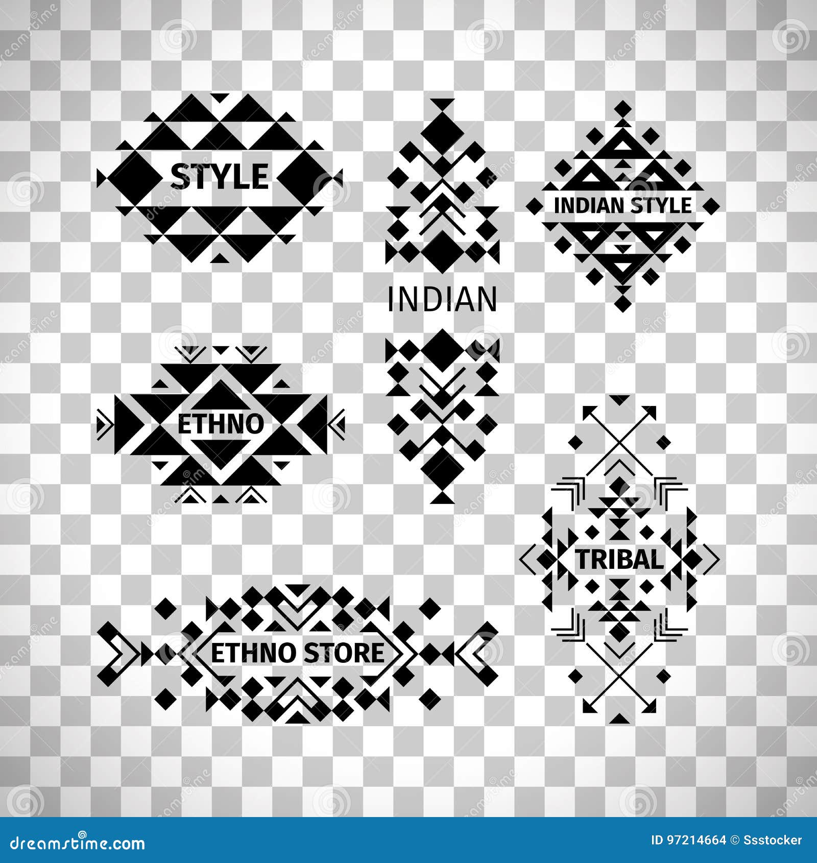 Tribal Logo Set on Transparent Background Stock Vector - Illustration ...