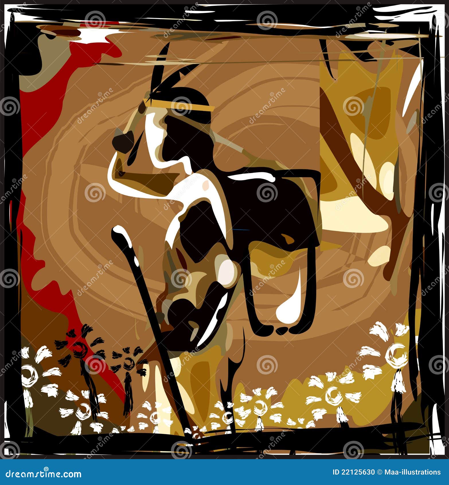 Tribal Man Going for Hunting Stock Illustration - Illustration of ...