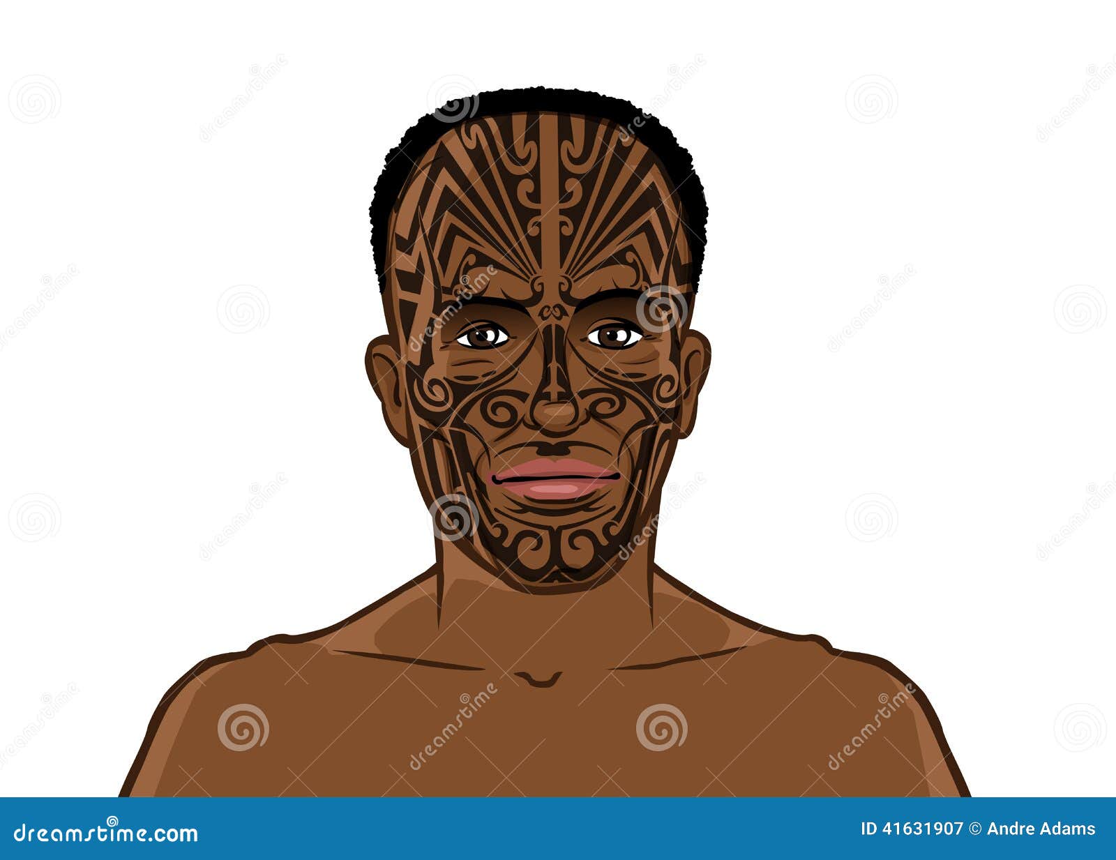 Tribal man with tattoos stock illustration. Illustration of pacific ...