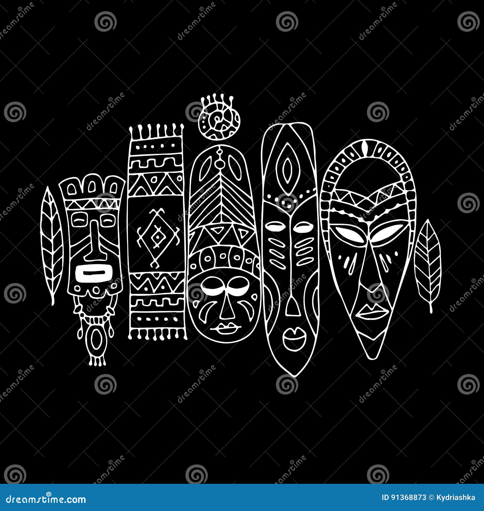 Tribal Mask Ethnic Set, Sketch for Your Design Stock Vector ...