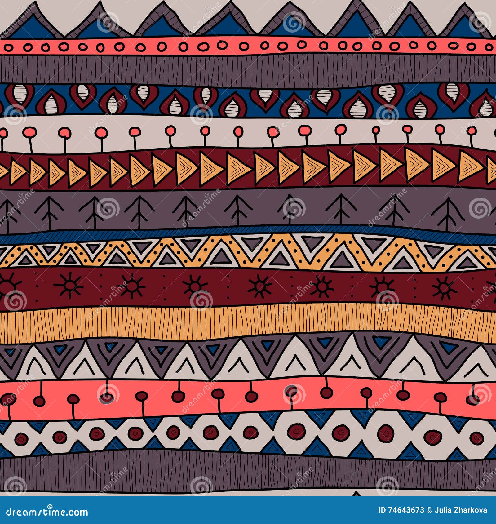 Tribal Multicolor Seamless Pattern, Indian or African Ethnic Patchwork ...