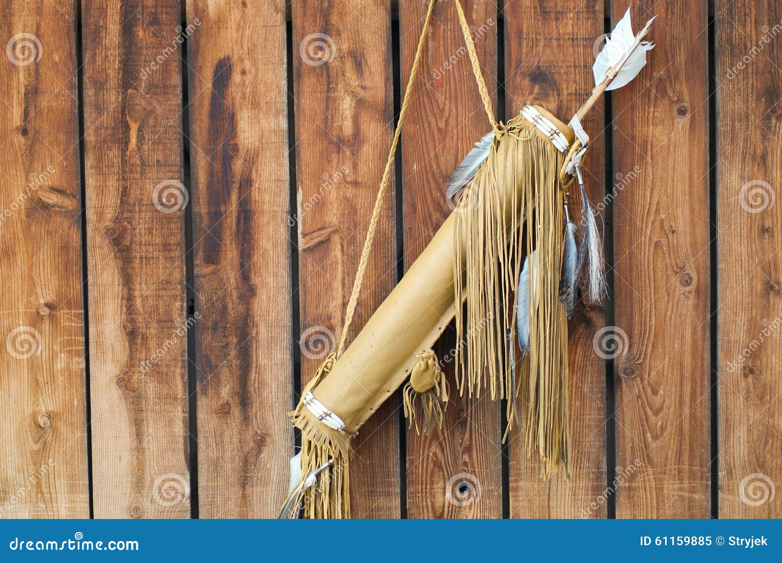 Tribal Native American Bow with Feathers Stock Image - Image of cute ...