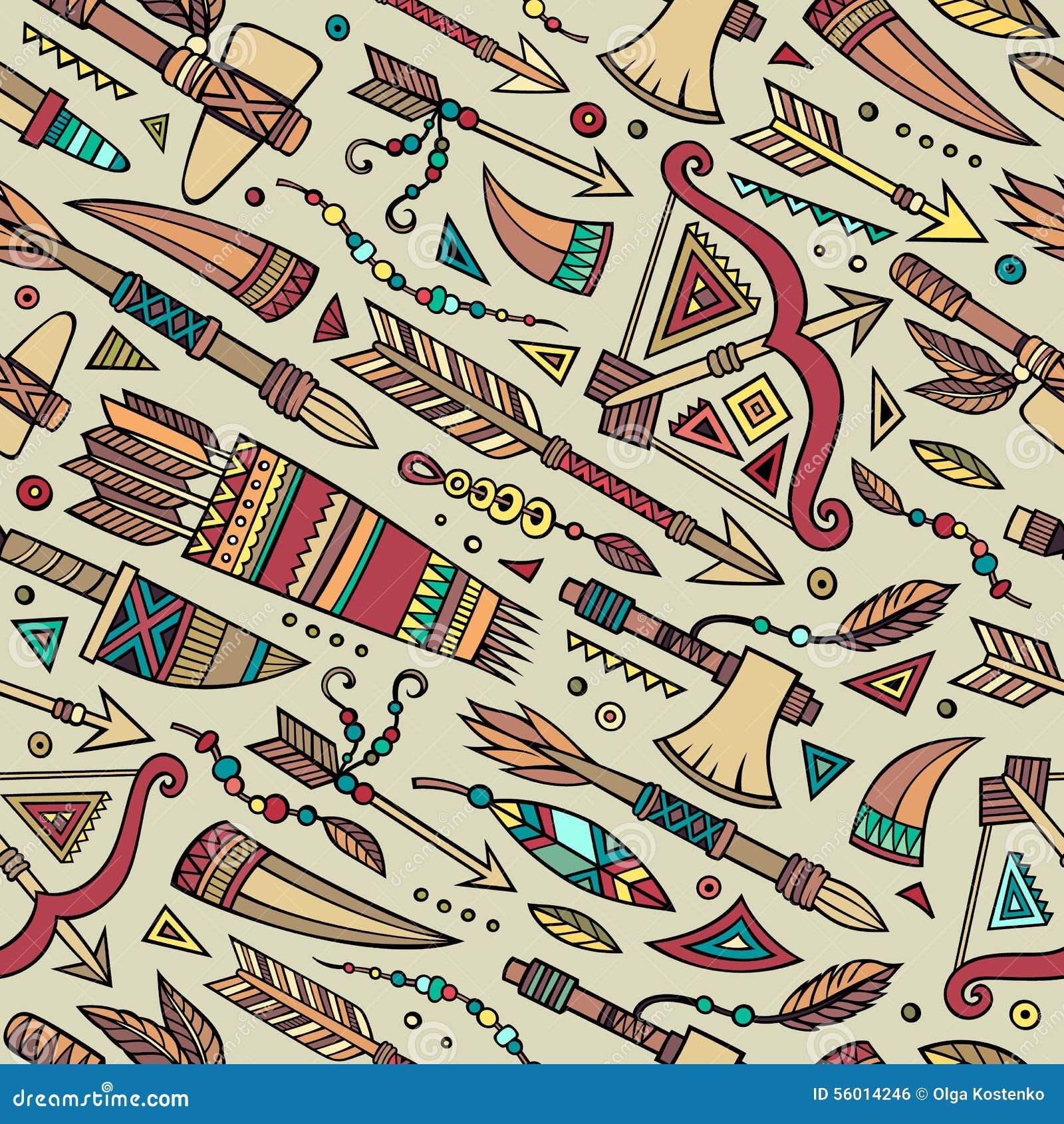 Tribal Native Ethnic Seamless Pattern Stock Vector - Illustration of ...