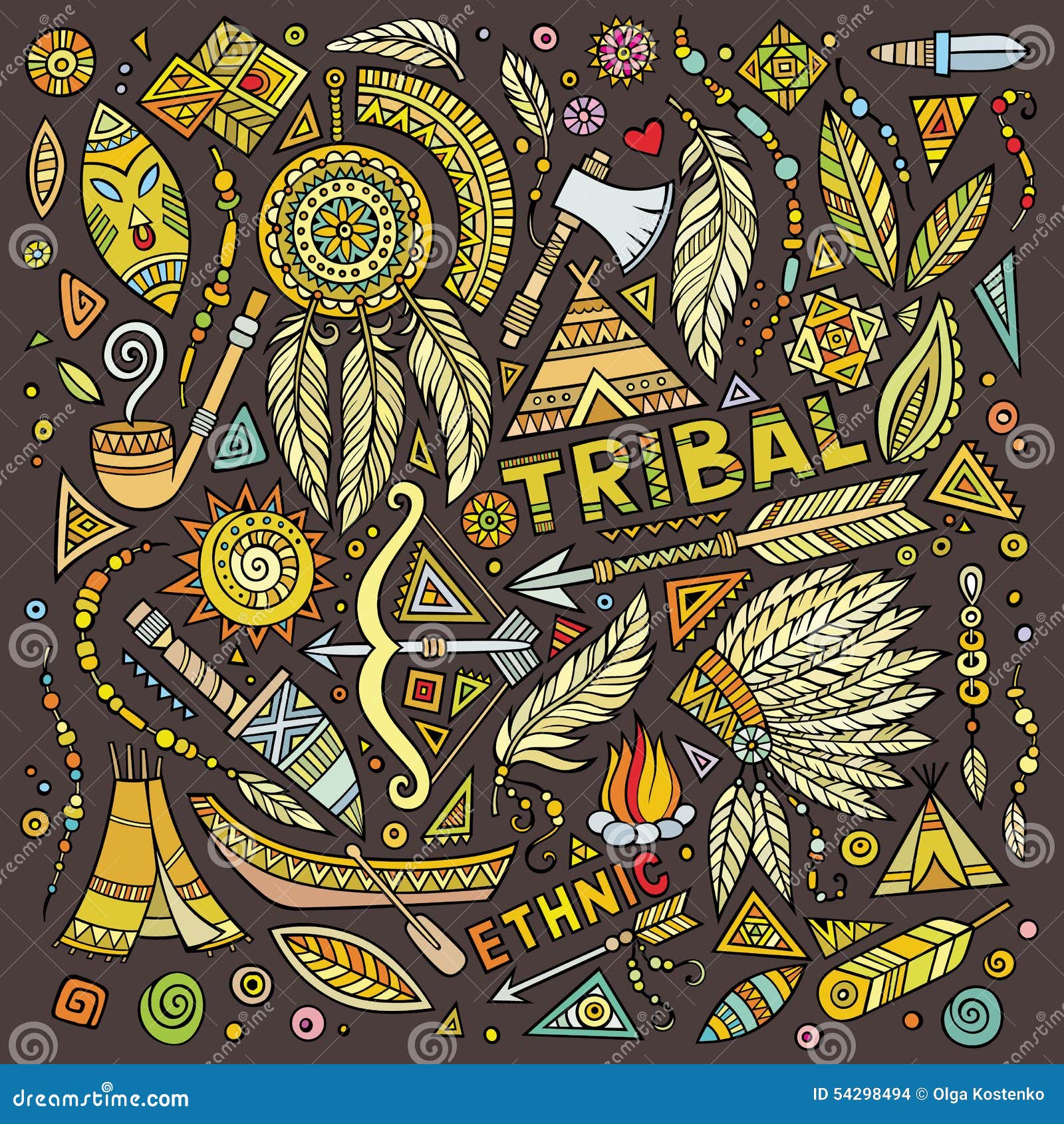 Tribal Native Set of Symbols Stock Vector - Illustration of ethnicity ...