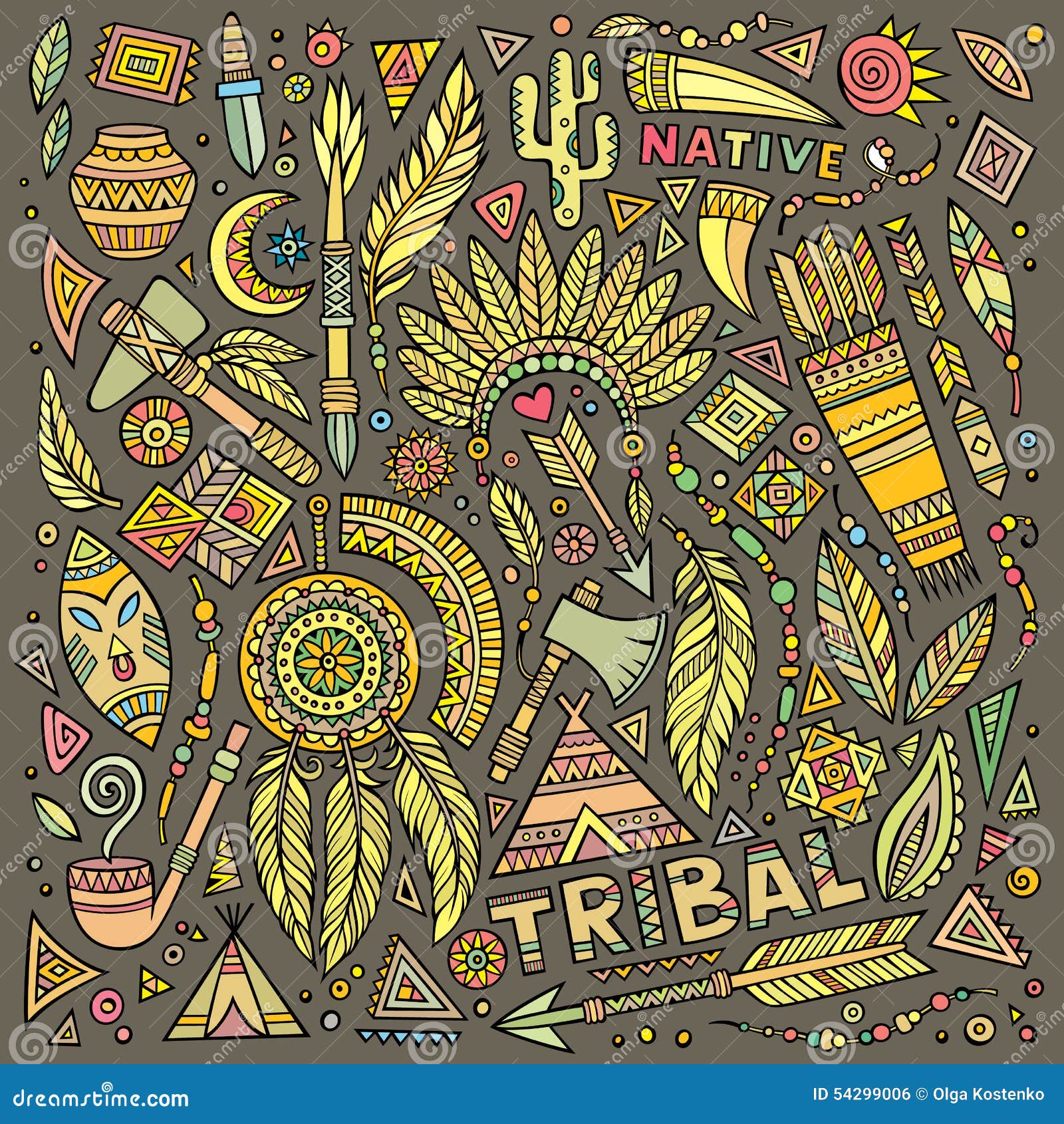 Tribal Native Set of Symbols Stock Vector - Illustration of element ...