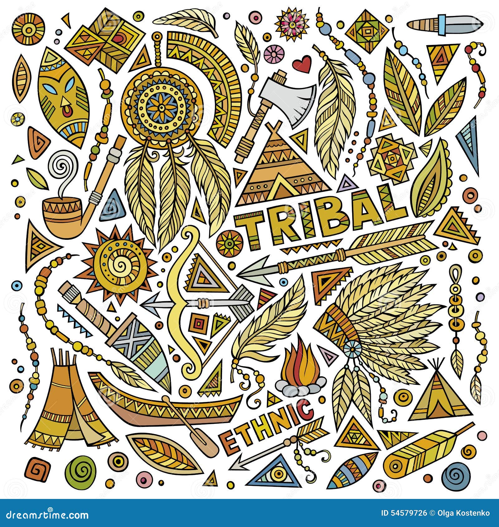 Tribal Native Set of Symbols Stock Vector - Illustration of doodle ...