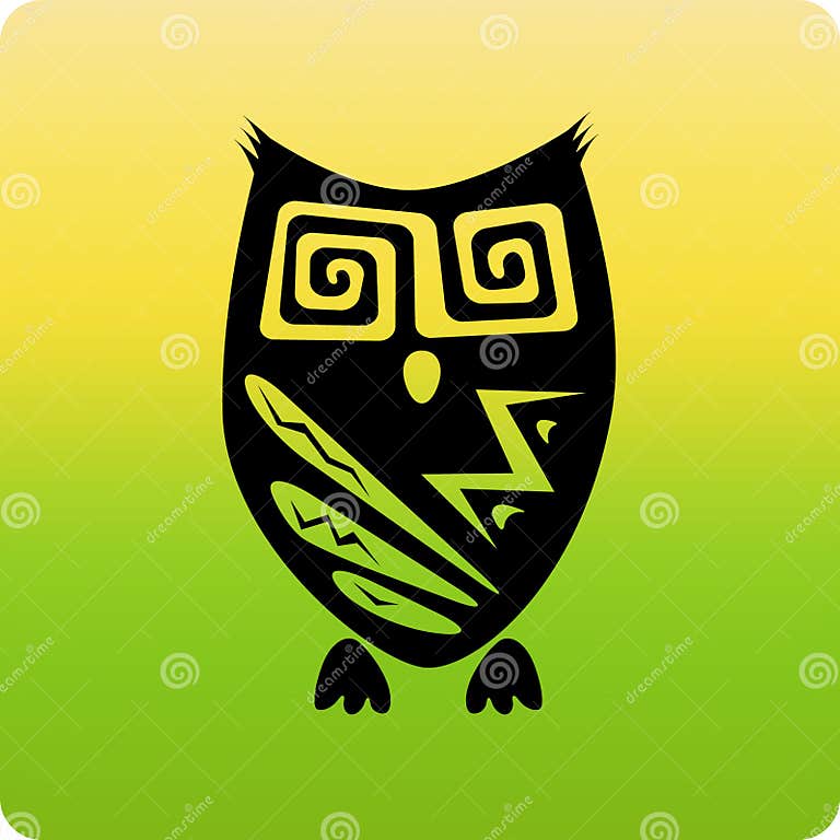Tribal owl stock vector. Illustration of aztec, nocturnal - 3523650