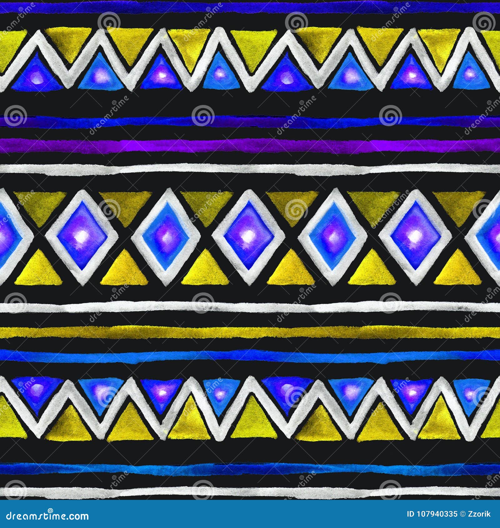 Tribal Pattern. Seamless Background with Tribal Design. Watercolor ...