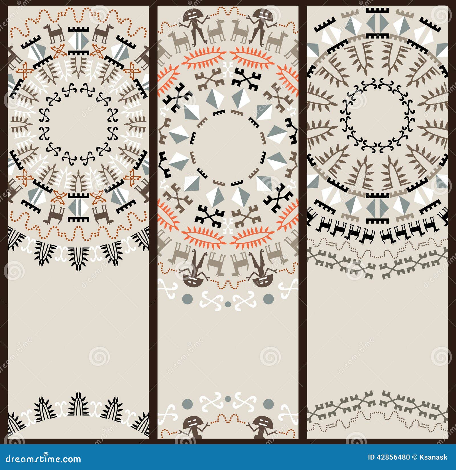 Tribal Pattern at Set of Cards Stock Vector - Illustration of ...