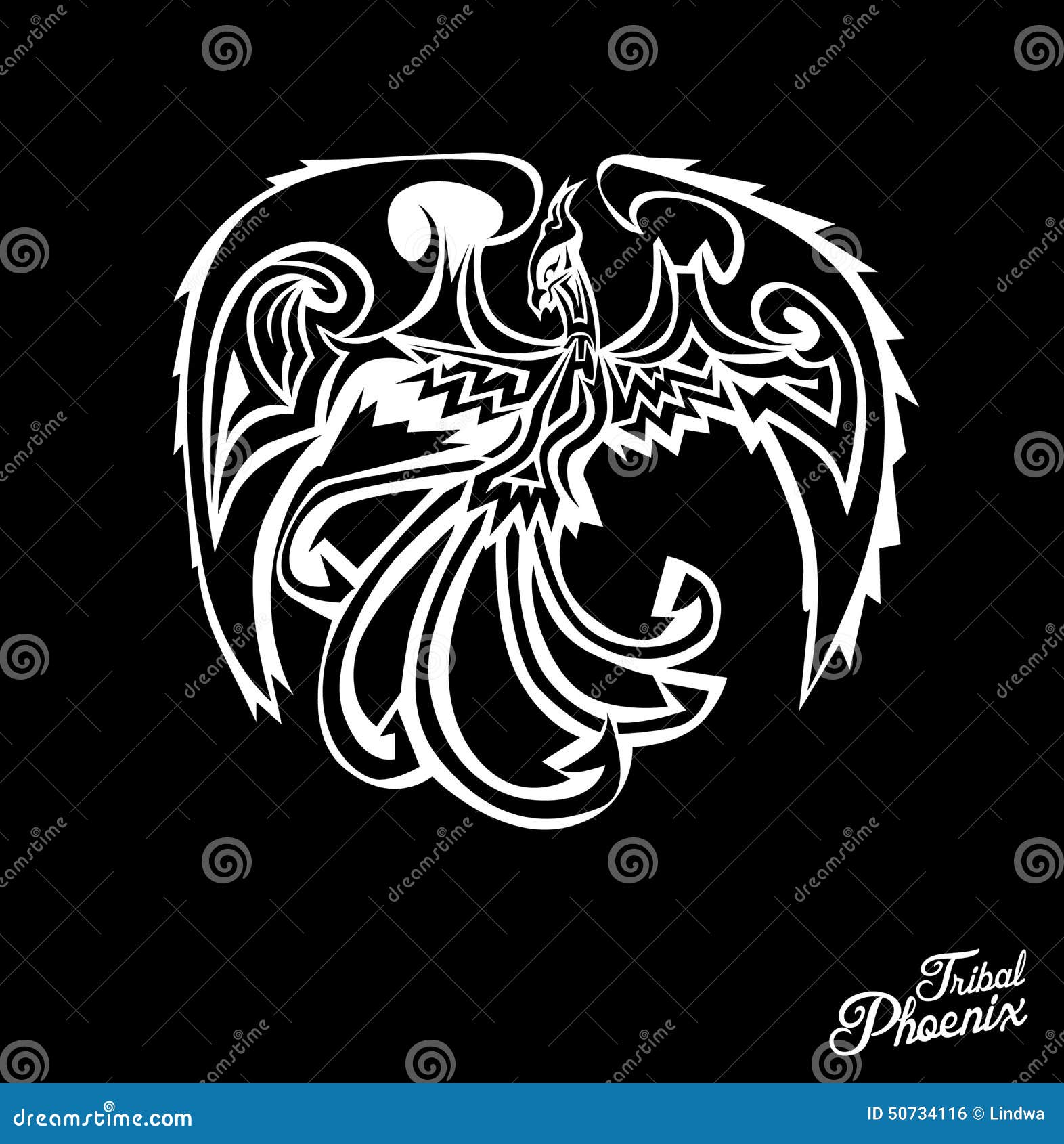 Tribal Phoenix Set. Black On The White Vector Illustration ...
