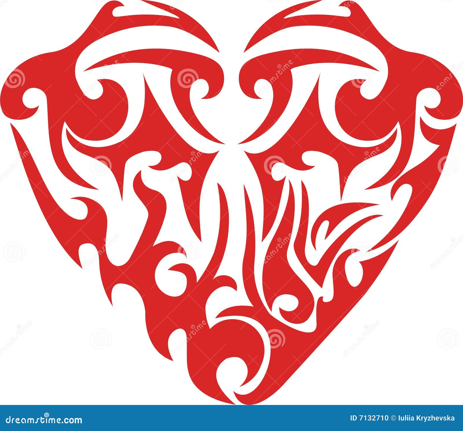 Tribal red heart stock vector. Illustration of design - 7132710