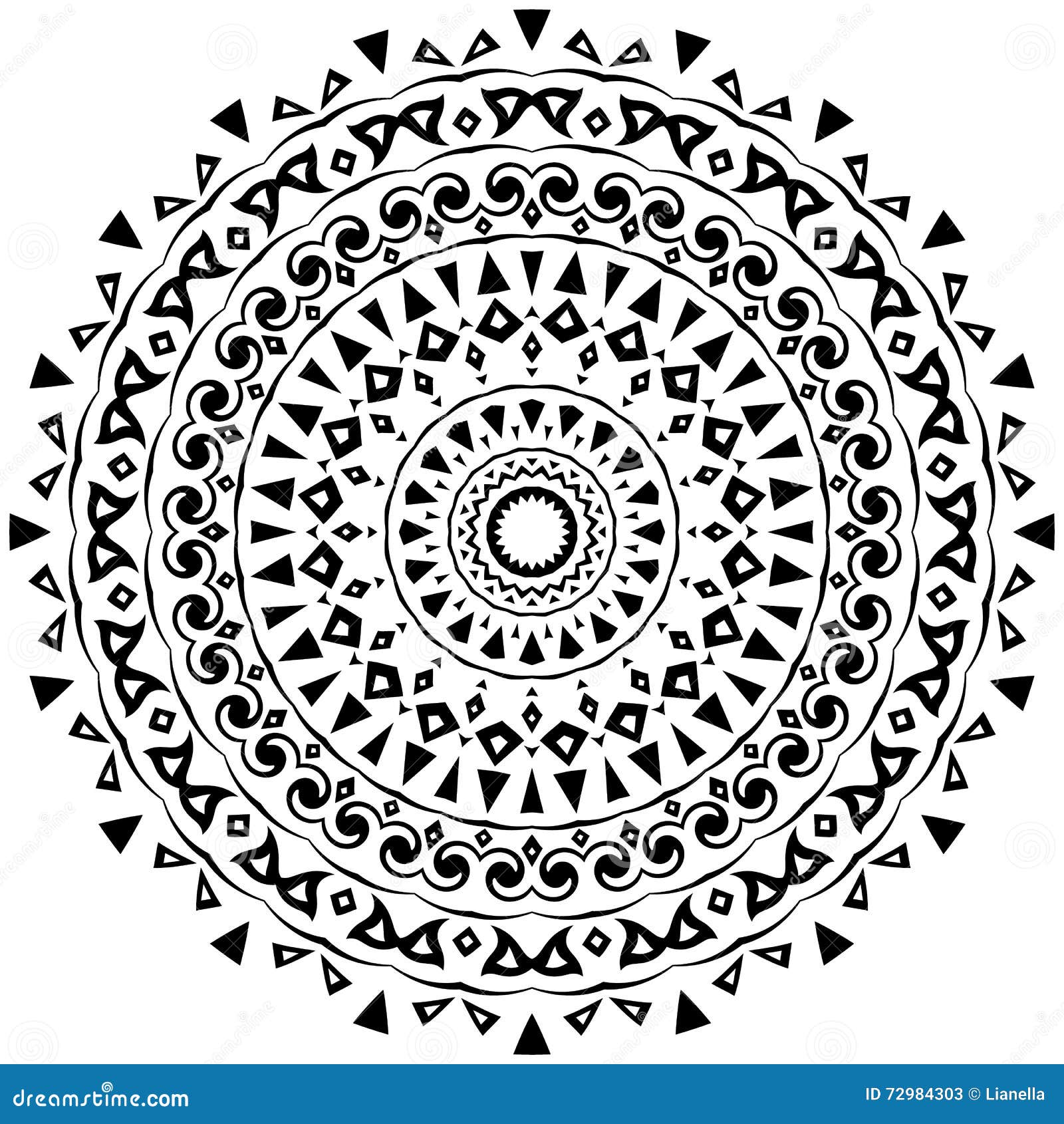 Tribal Round Ornament with Decorative Elements Stock Vector ...
