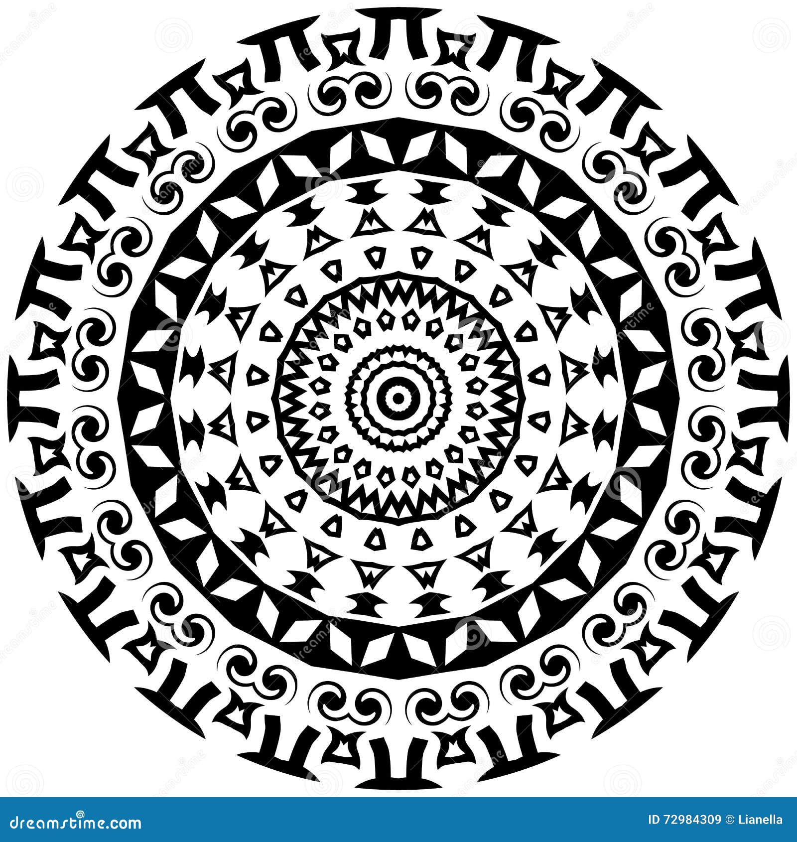 Tribal Round Ornament with Decorative Elements Stock Vector ...