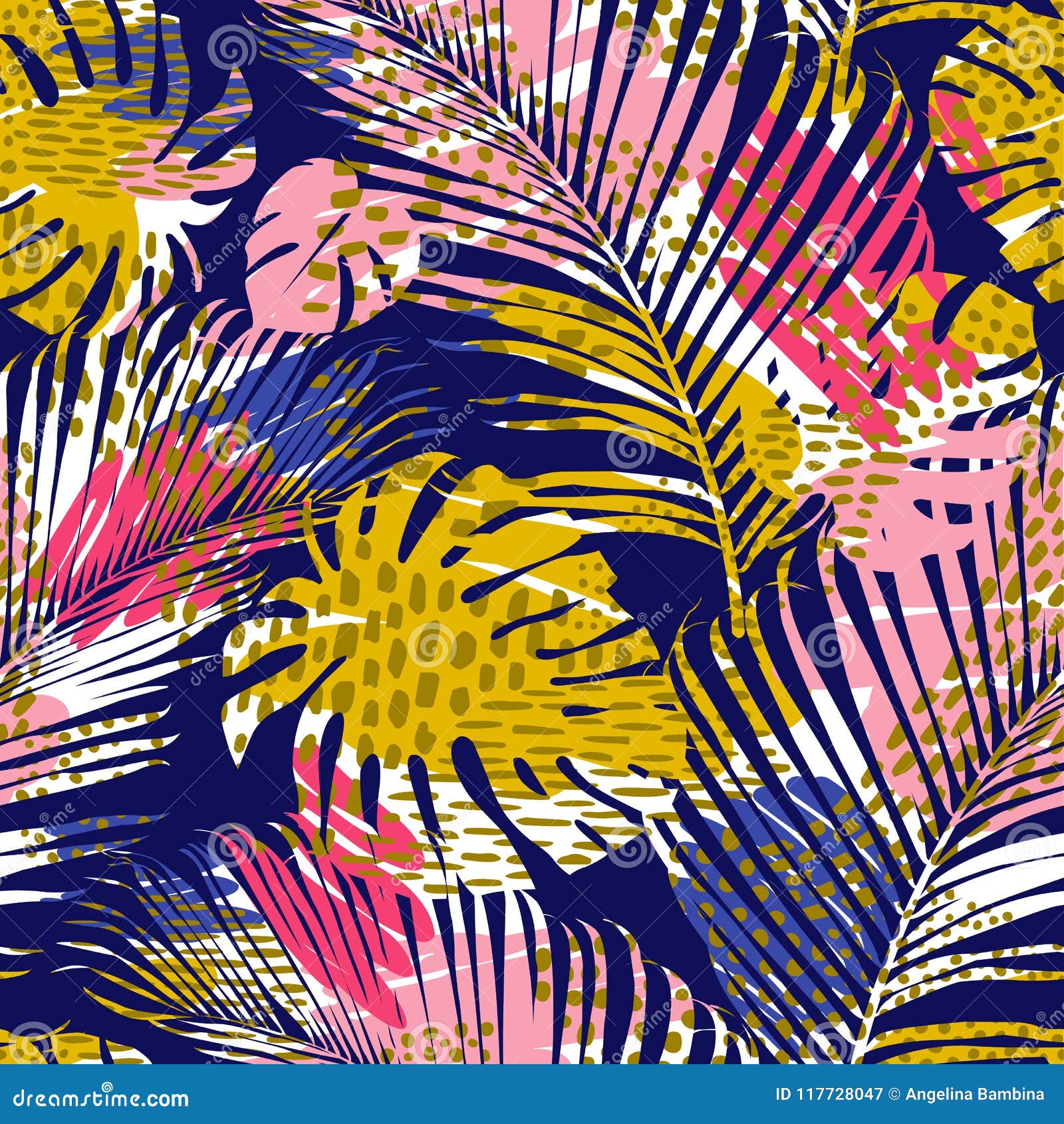 Tribal Seamless Pattern with Abstract Leaves Hand Draw Texture. Vector ...