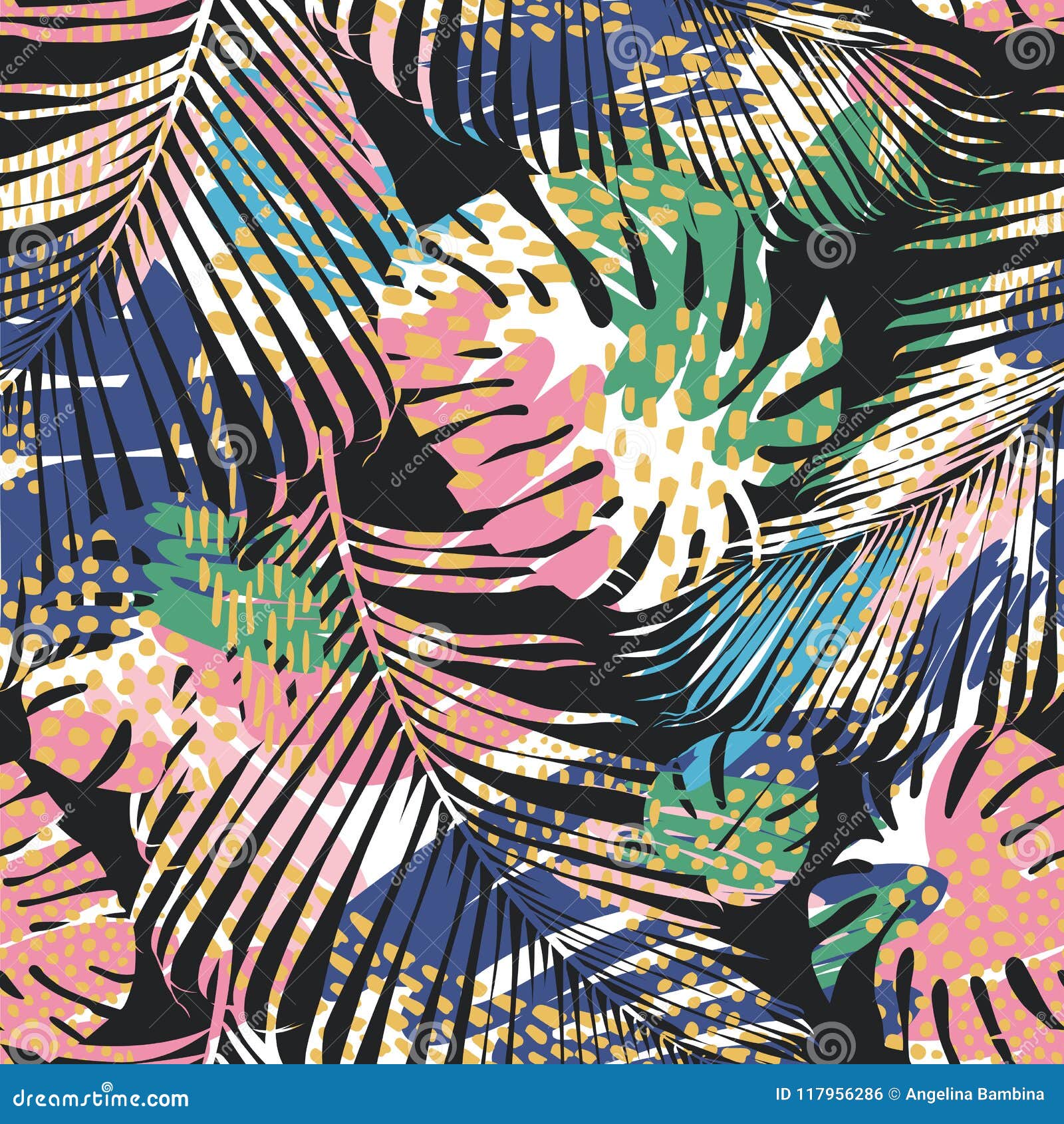 Tribal Seamless Pattern with Abstract Leaves. Hand Draw. Vector ...